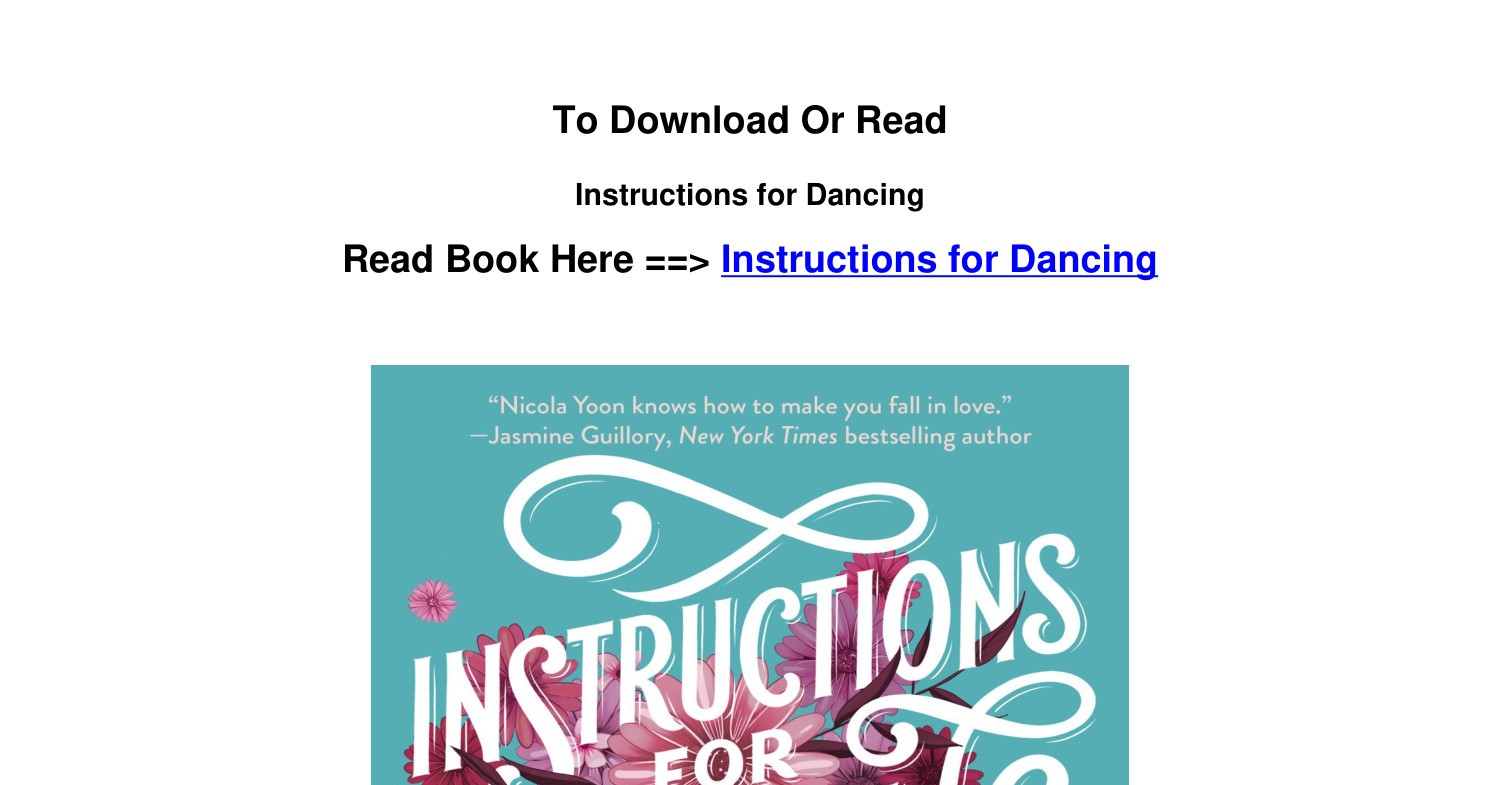 EPub Download Instructions for Dancing BY Nicola Yoon.pdf | DocDroid