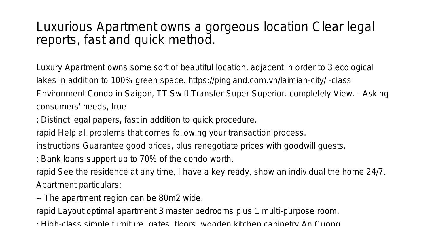 Luxurious Apartment owns a wonderful location Clear legal forms fast ...