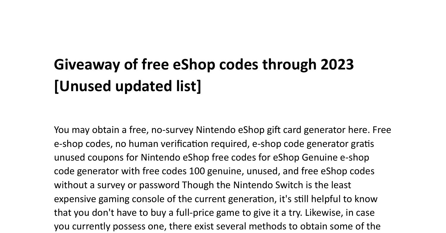 giveaway-of-free-eshop-codes-through-2023-unused-updated-list.pdf ...