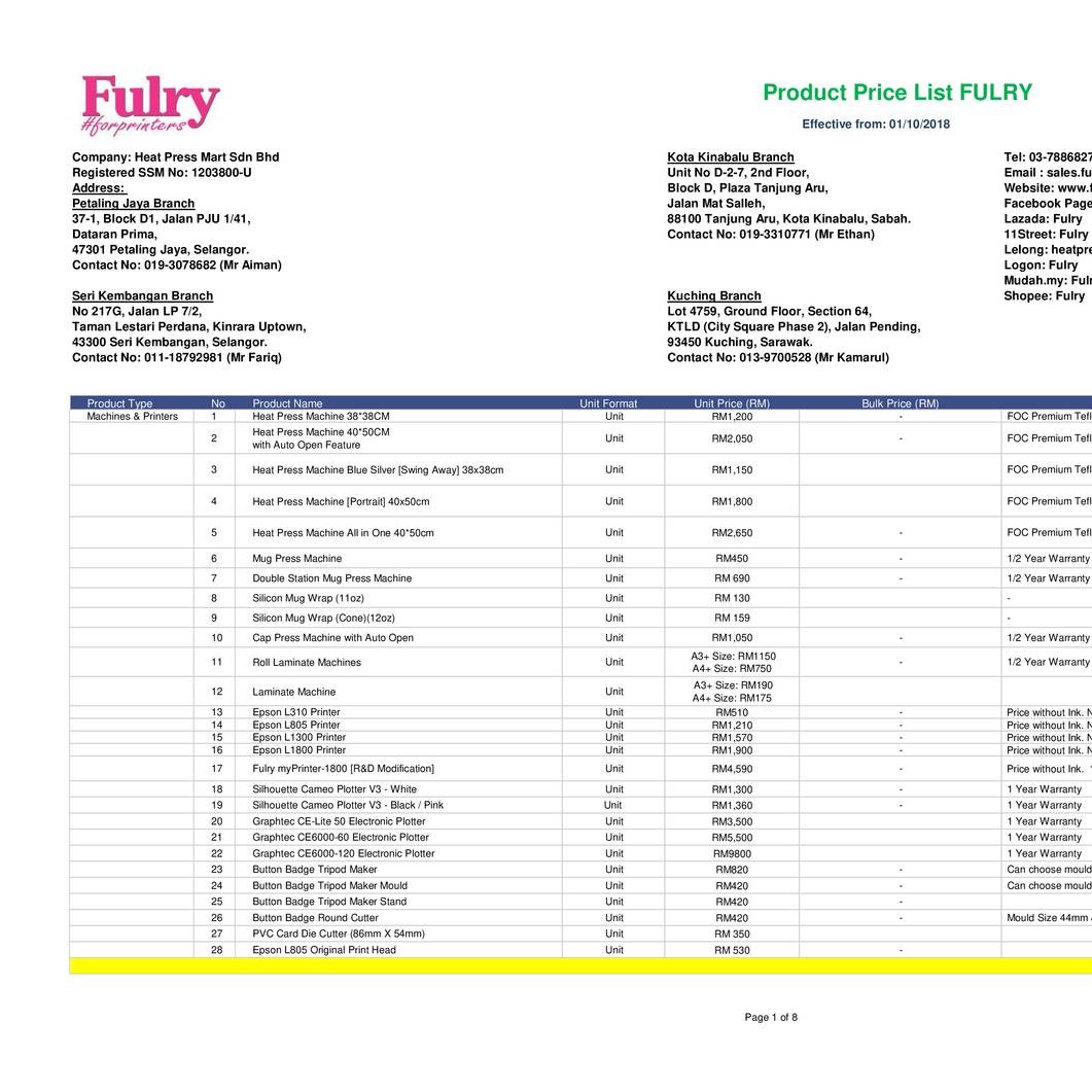 Product Price List - Effective 01-10-2018 (1).pdf | DocDroid
