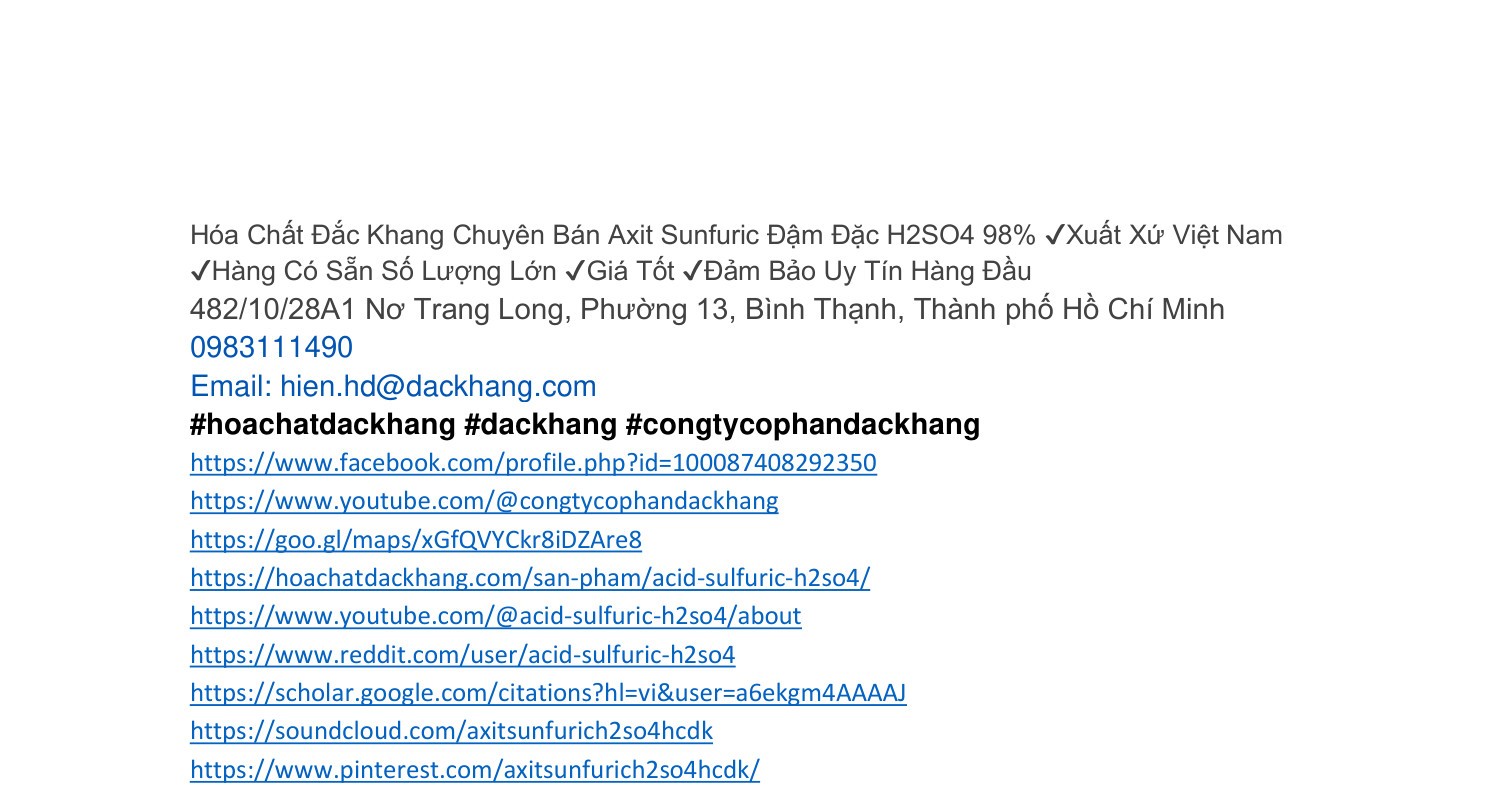 Hóa Chất Đắc Khang Chuyên Bán Axit Sunfuric Đậm Đặc H2SO4 98.docx | DocDroid