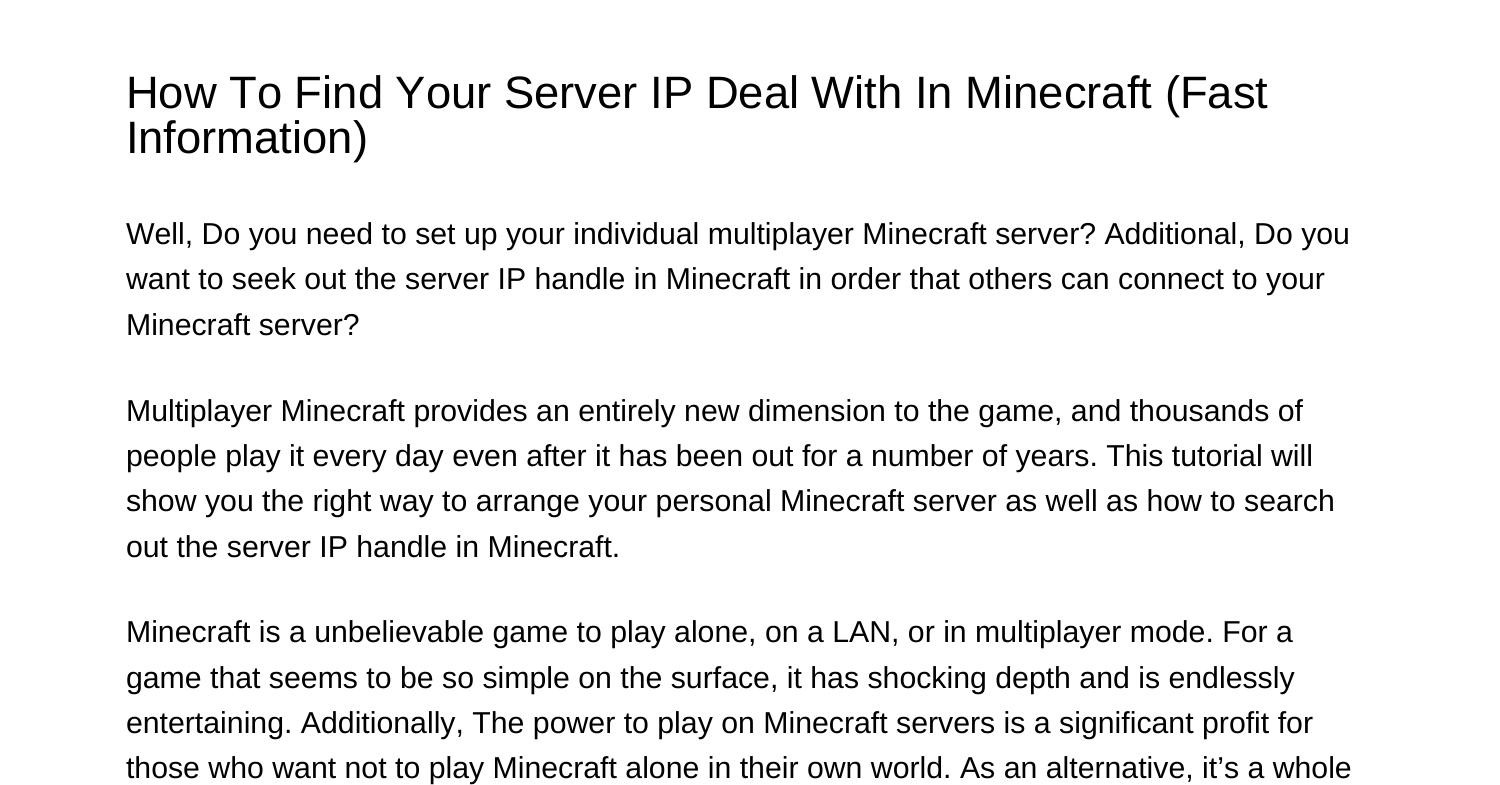 How To Search Out Your Server IP Handle In Minecraft Quick Guidemazzx ...