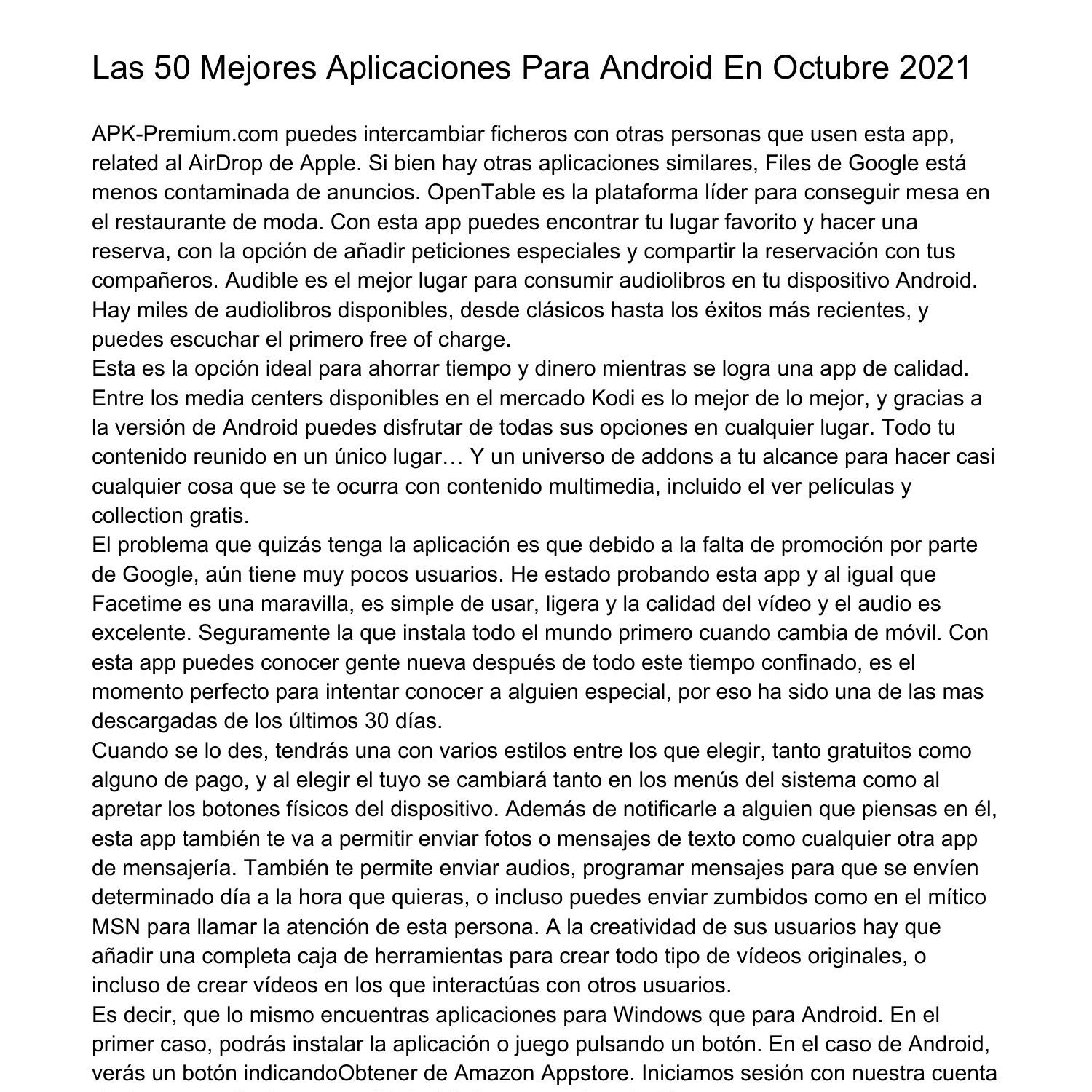 Las 50 Mejores Aplicaciones Para Android En Octubre 2021gboyh.pdf.pdf | DocDroid