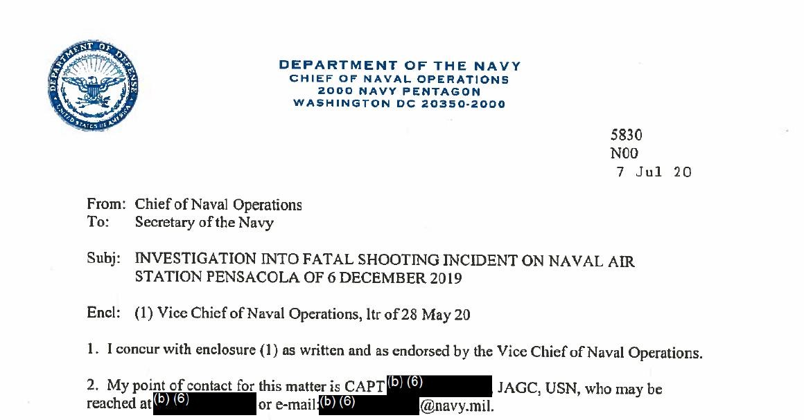 Command Investigation - NAS Pensacola Shooting Report and Endorsements ...