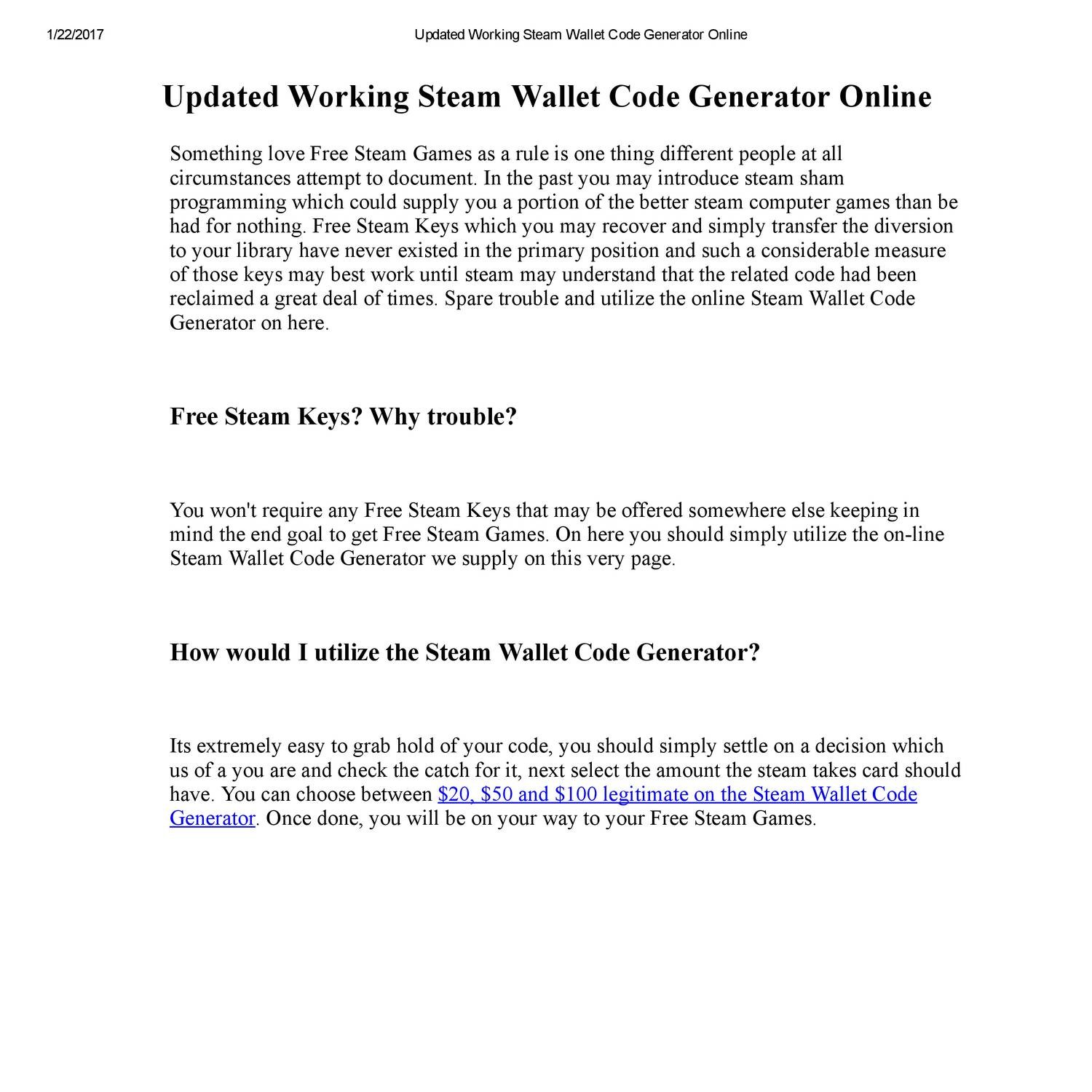 Updated Working Steam Wallet Code Generator Online Pdf Docdroid