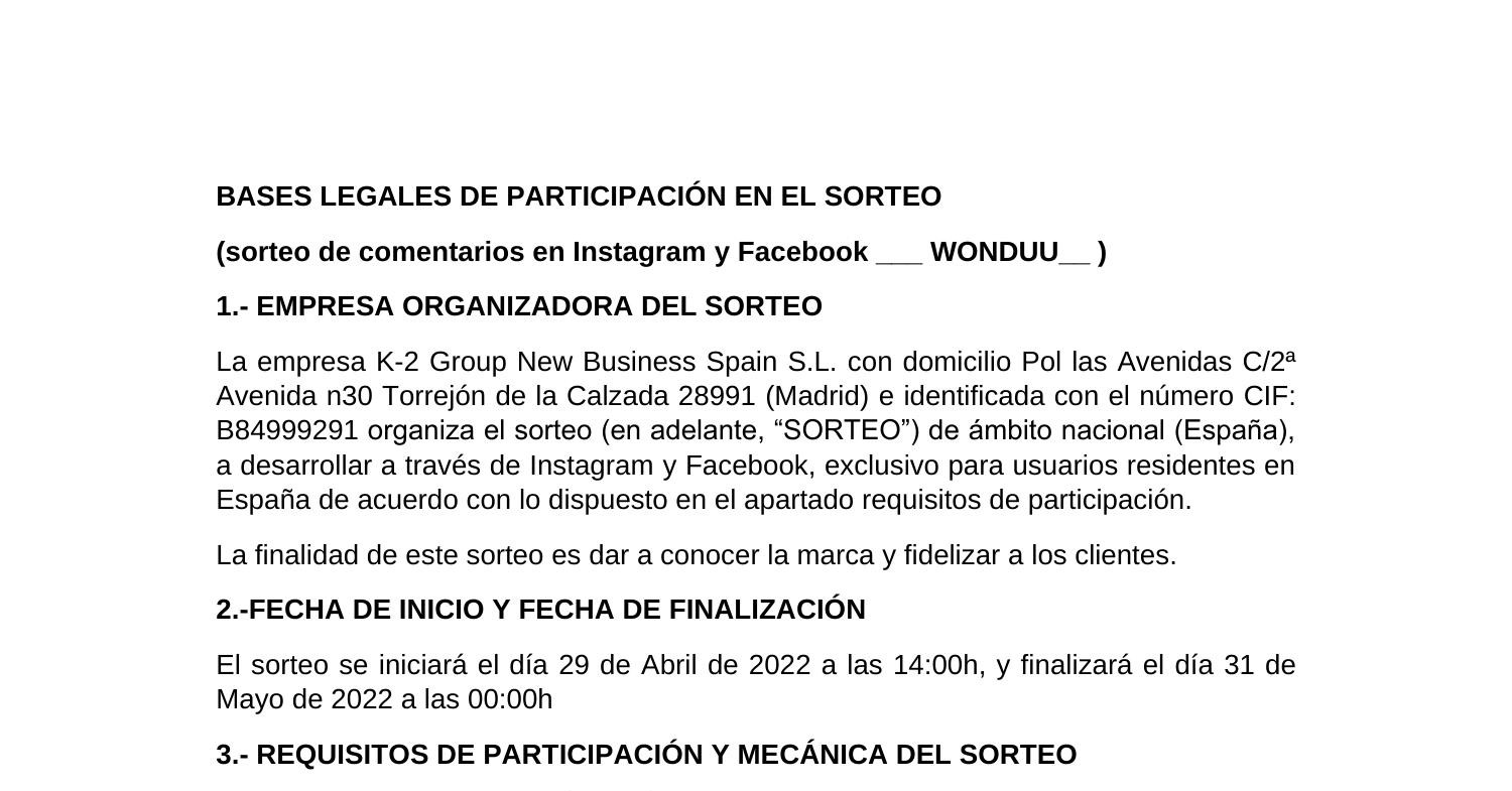 BASES LEGALES SORTEO INSTAGRAM y FB bicicleta Mayo.pdf | DocDroid