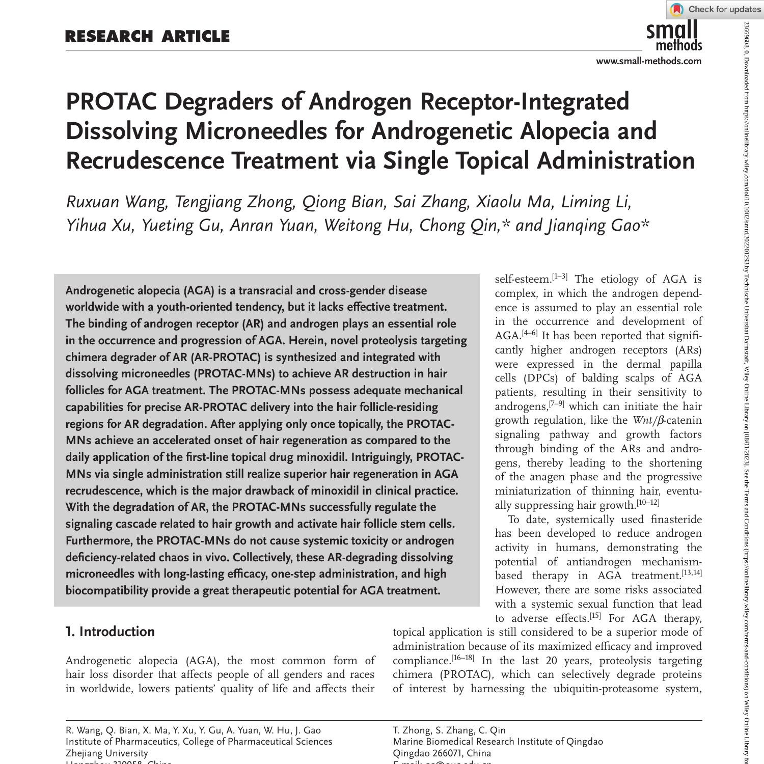Small Methods - 2022 - Wang - PROTAC Degraders of Androgen Receptor%E2 ...