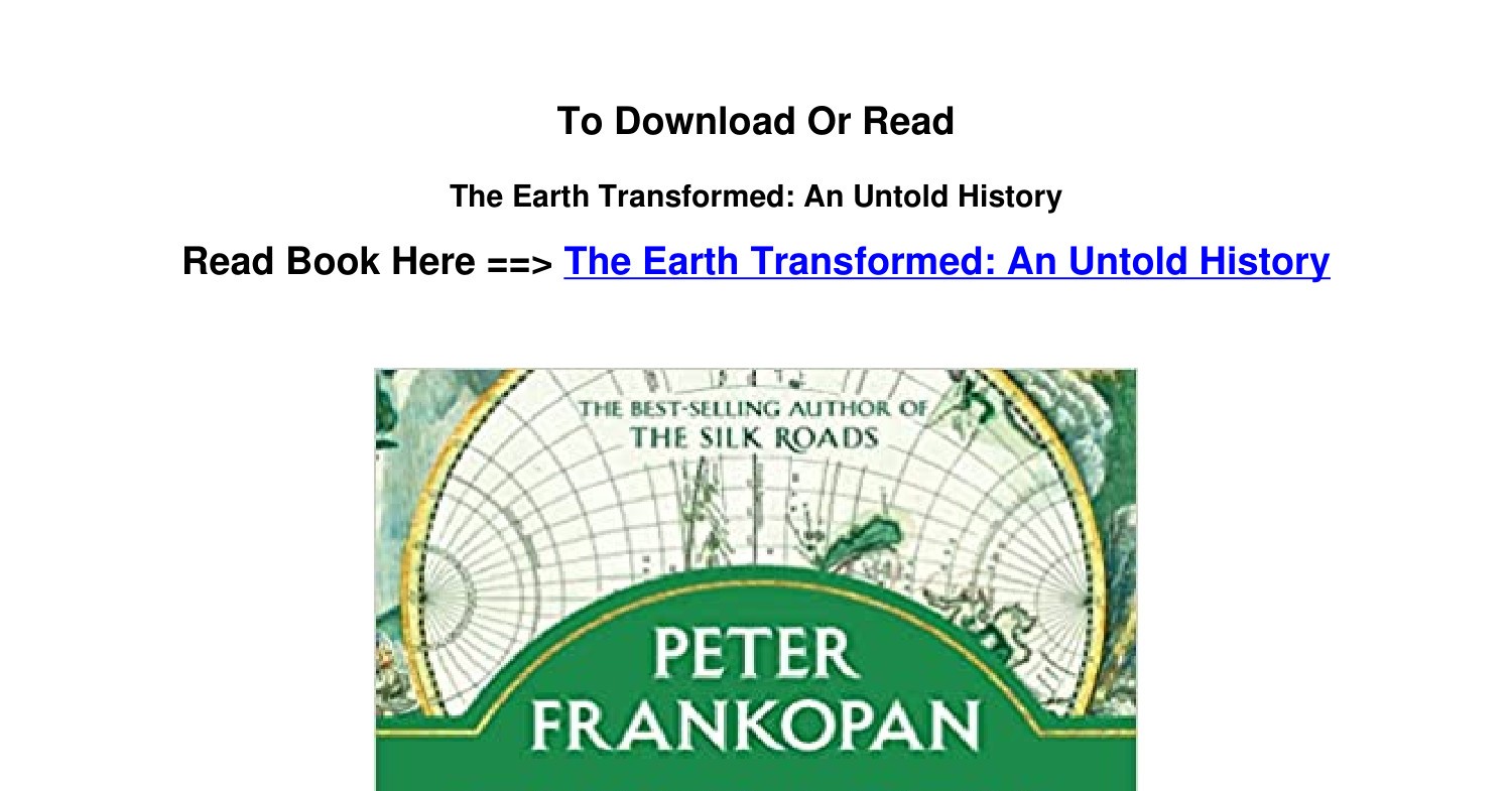 DOWNLOAD EPub The Earth Transformed An Untold History By Peter ...