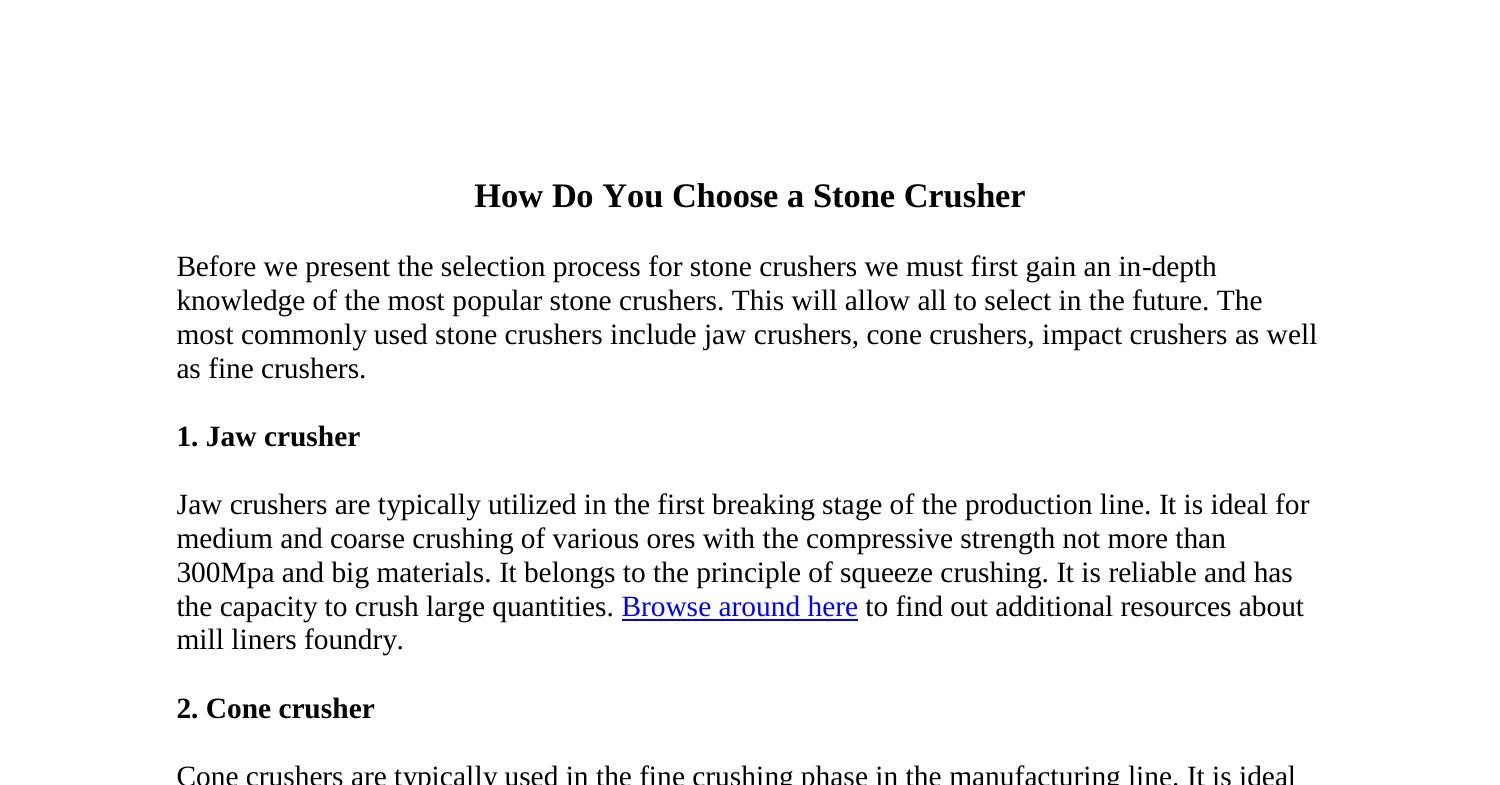 How Do You Choose a Stone Crusher.pdf | DocDroid