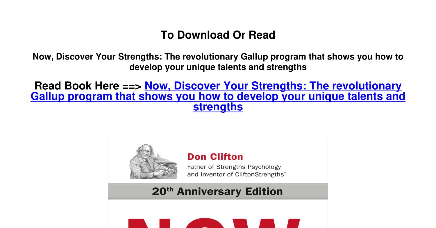 epub download Now Discover Your Strengths The revolutionary Gallup program .pdf | DocDroid