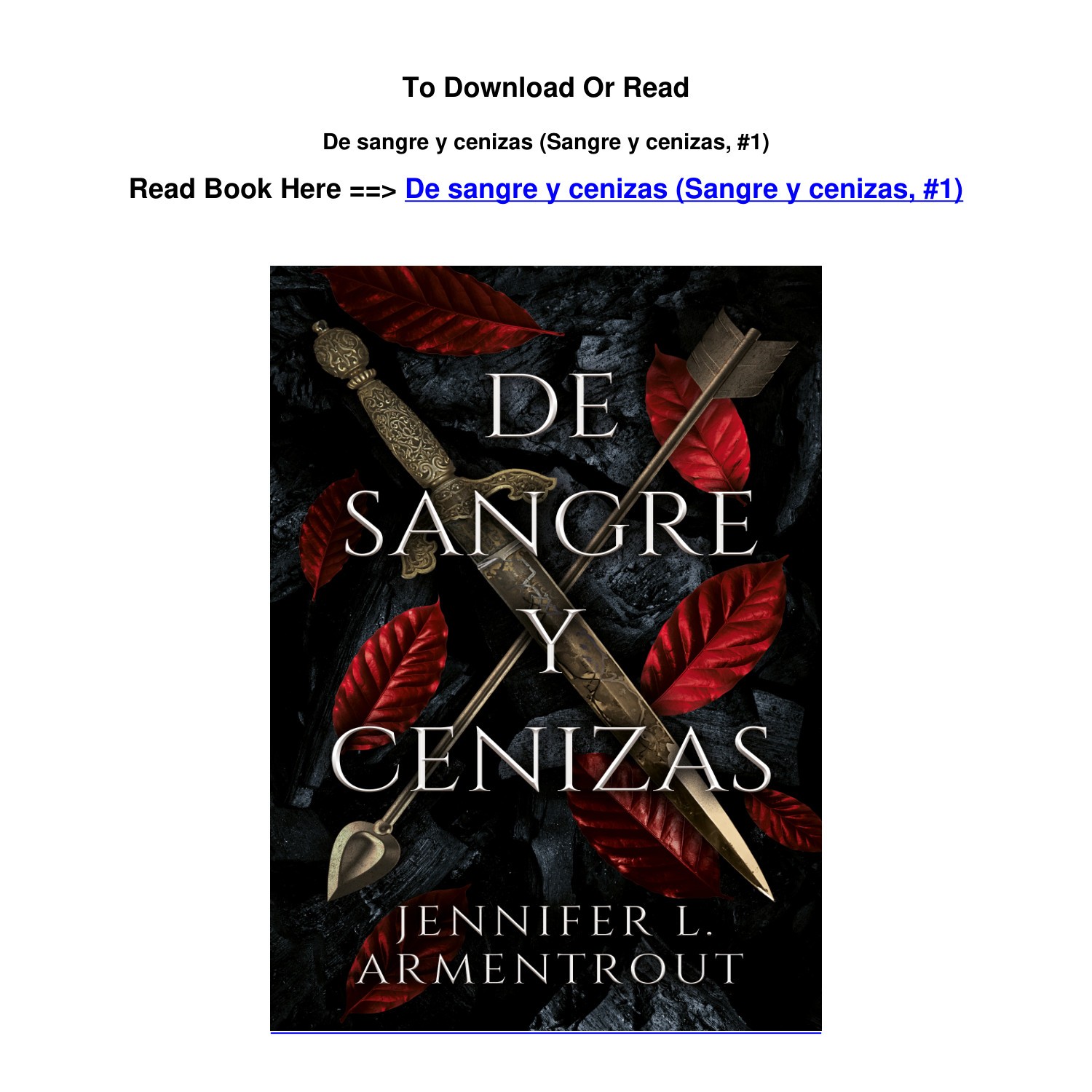 download epub De sangre y cenizas Sangre y cenizas 1 by Jennifer L .pdf | DocDroid