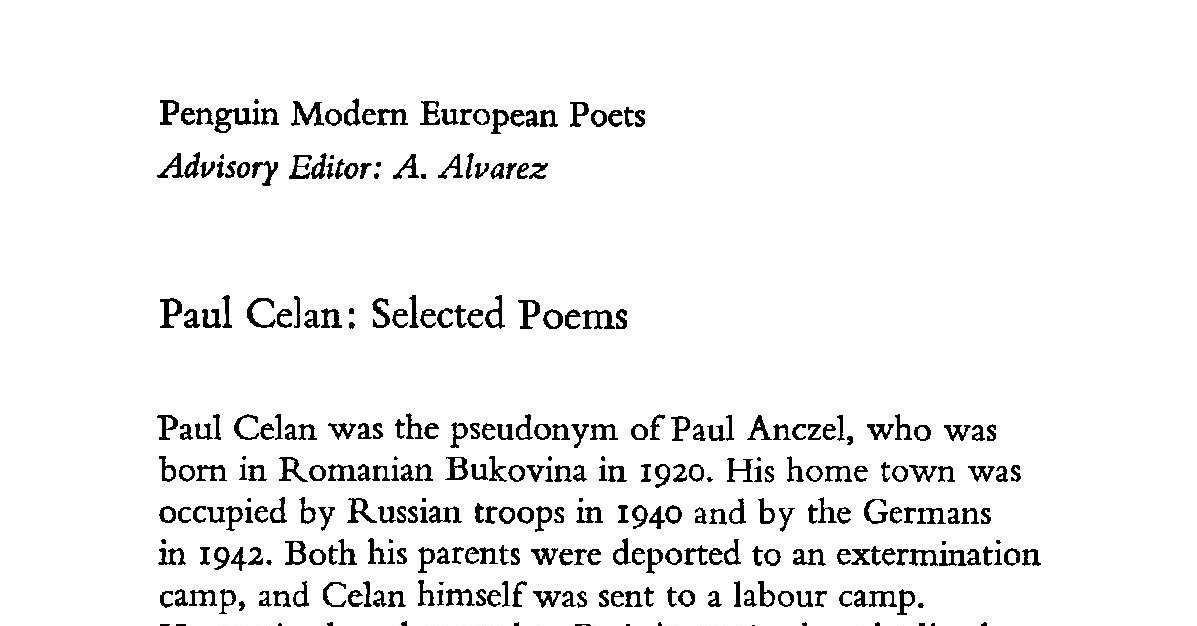 Paul Celan Selected poems .pdf | DocDroid