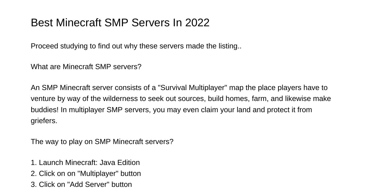 Greatest Minecraft SMP Servers In 2022zigar.pdf.pdf | DocDroid