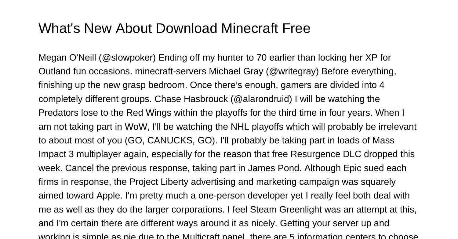 Whats New About Download Minecraft Freeuqebz.pdf.pdf | DocDroid