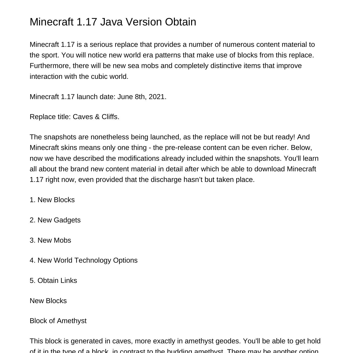 Minecraft 117 Java Edition Downloadeezcr.pdf.pdf | DocDroid