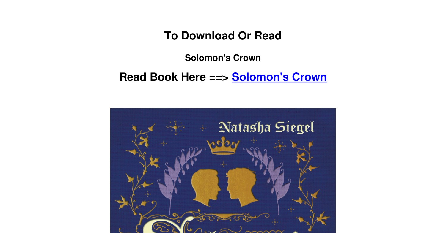 EPUB Download Solomon s Crown by Natasha Siegel.pdf | DocDroid