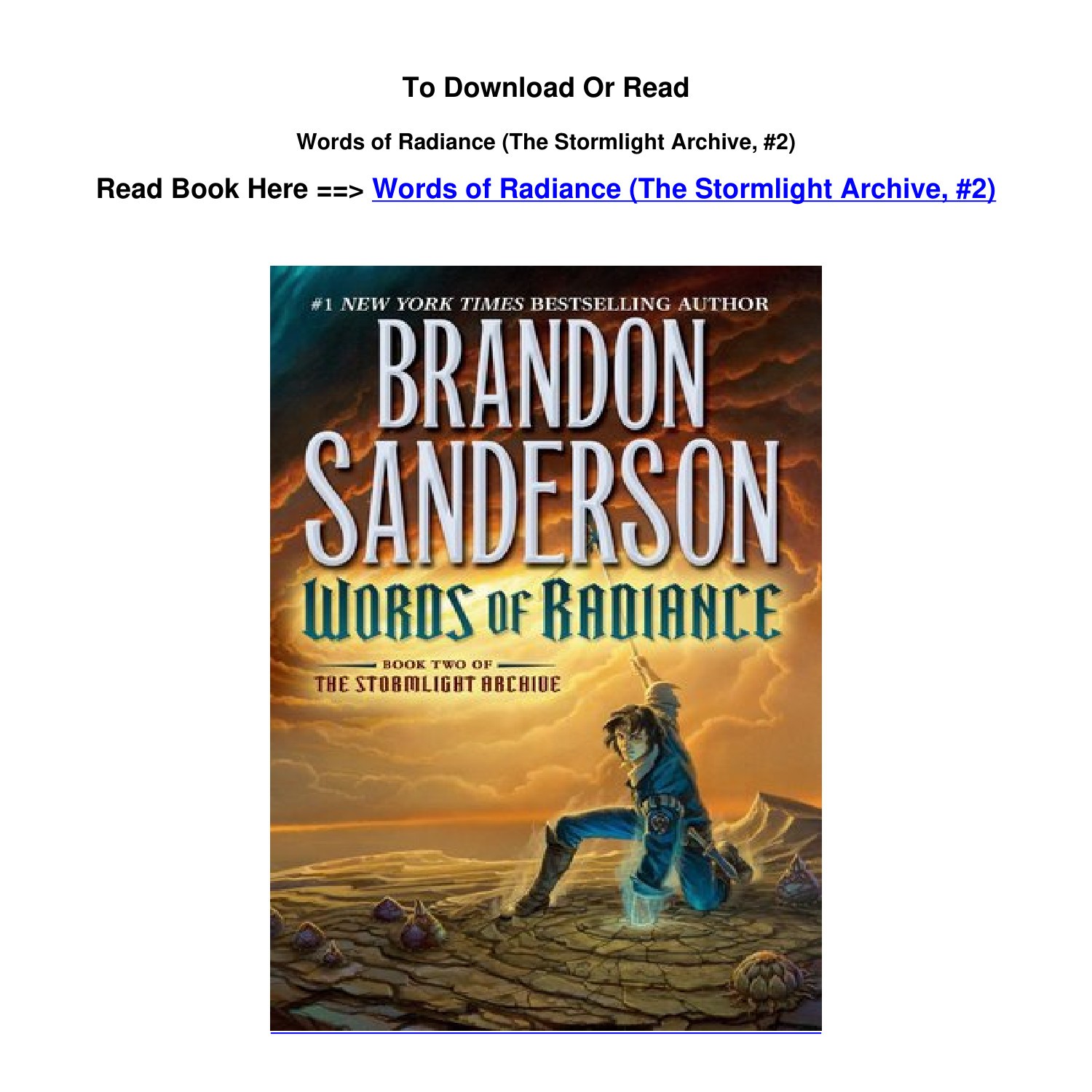 DOWNLOAD EPUB Words of Radiance The Stormlight Archive 2 BY Brandon .pdf | DocDroid
