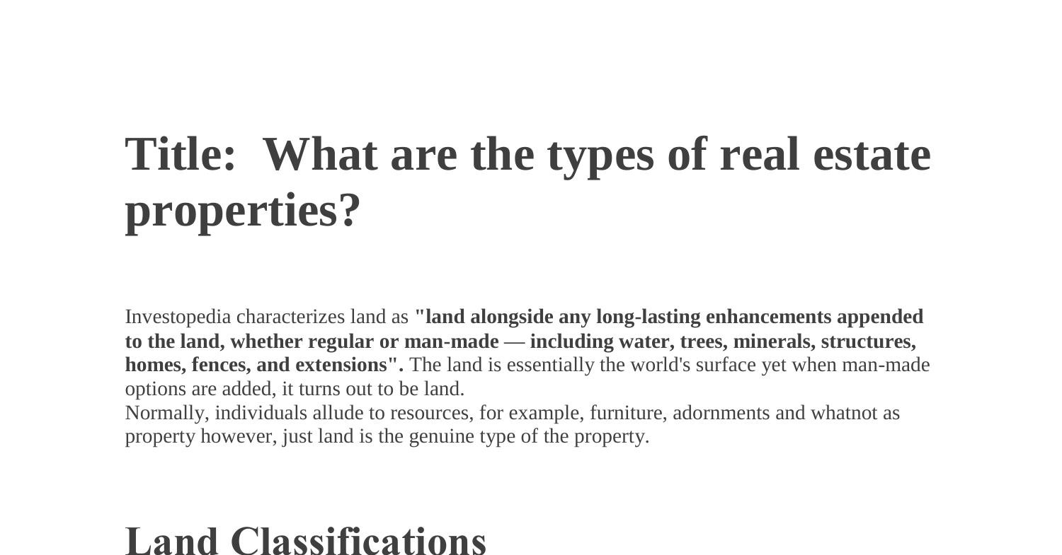 What are the types of real estate properties.pdf | DocDroid