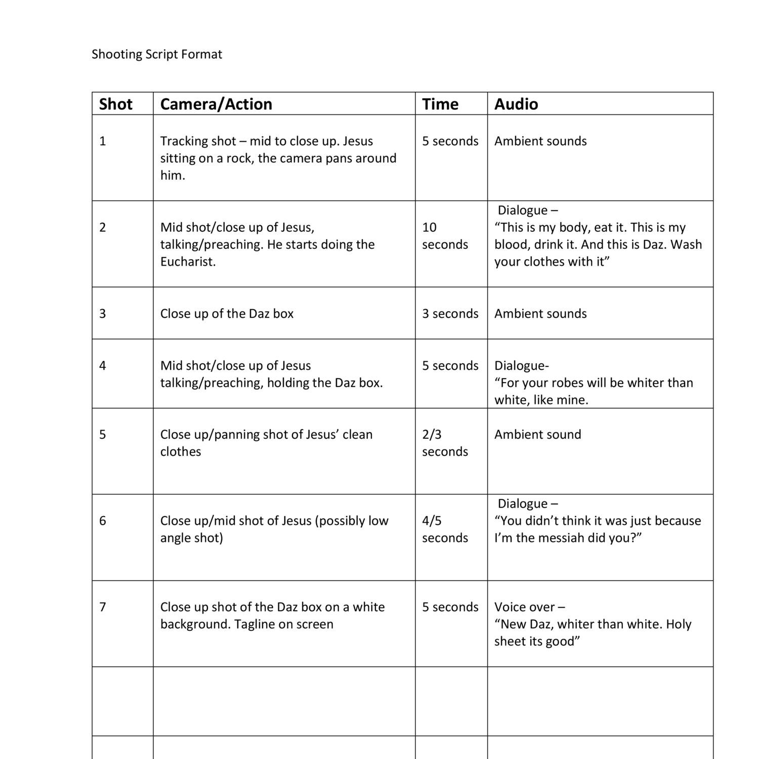 Shooting Script advert.docx | DocDroid