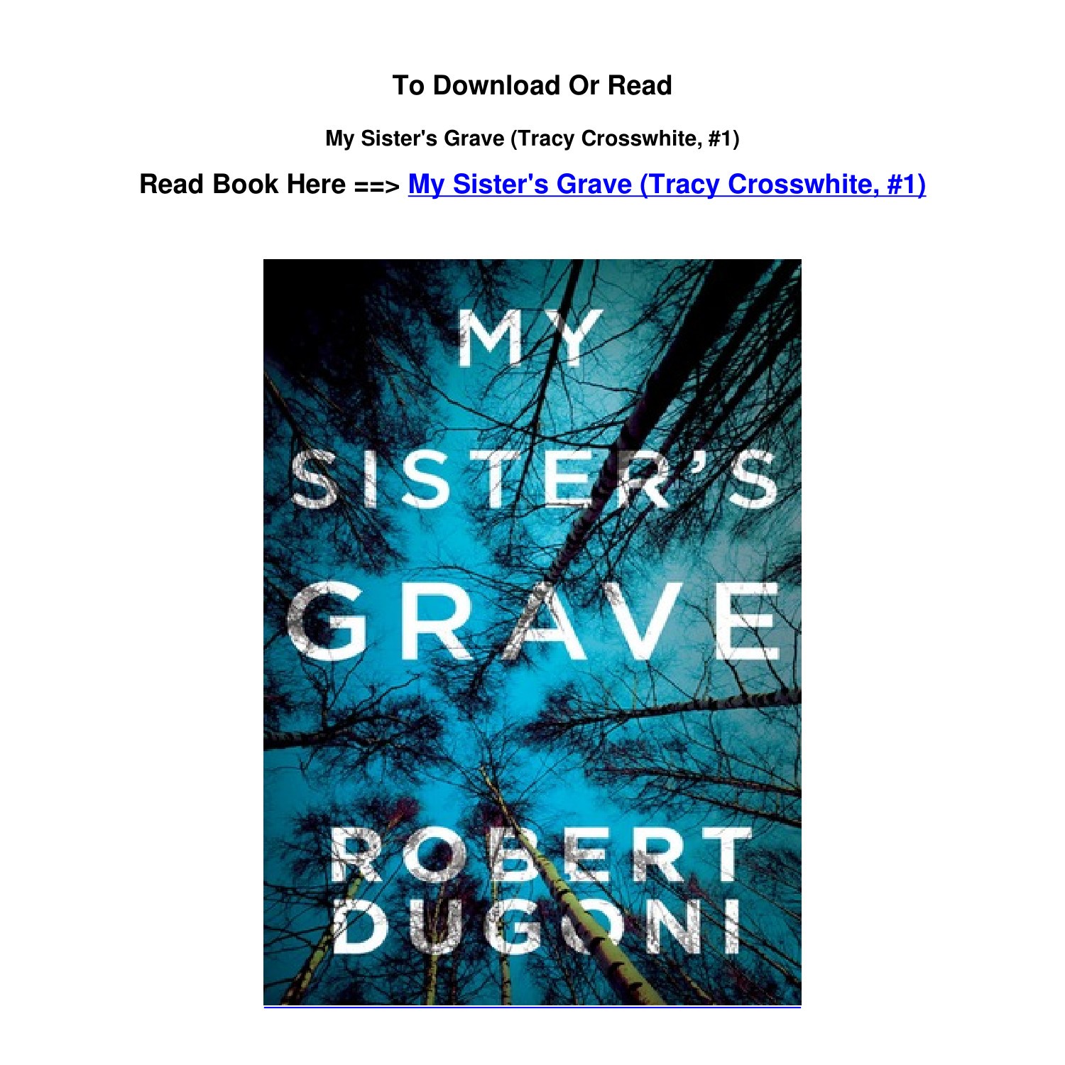 DOWNLOAD epub My Sister s Grave Tracy Crosswhite 1 By Robert Dugoni.pdf | DocDroid