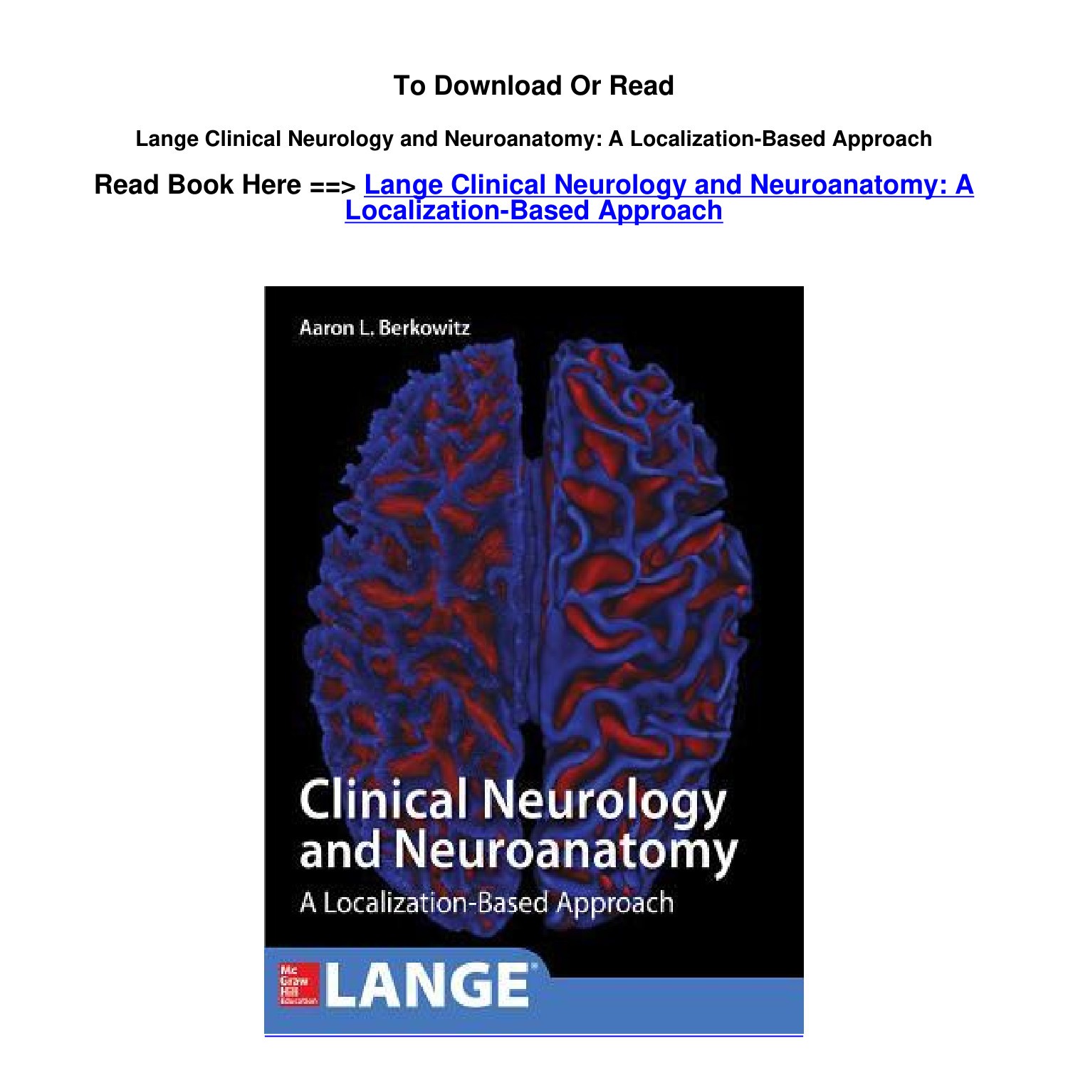 Download ePub Lange Clinical Neurology and Neuroanatomy A Localization Based .pdf | DocDroid