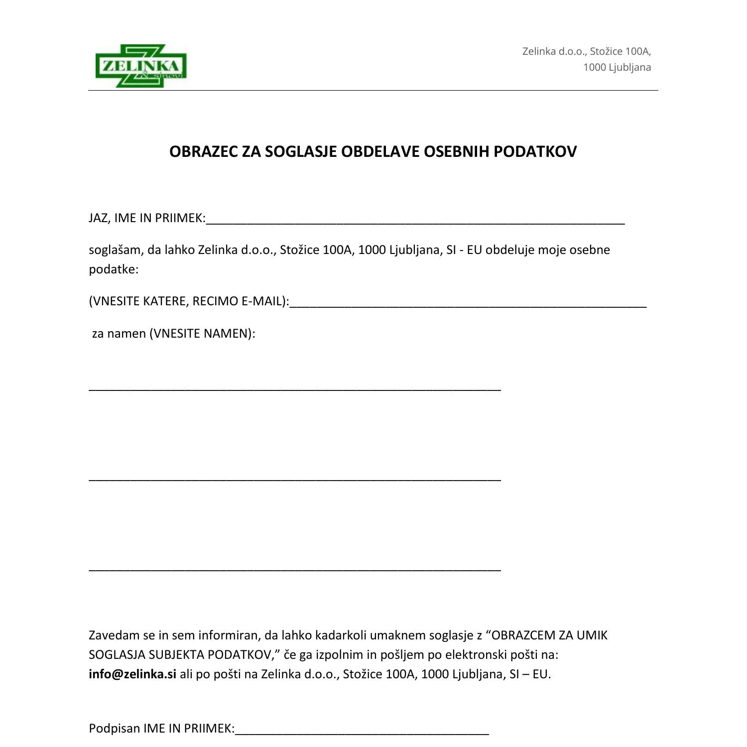 Obrazec za soglasje obdelave osebnih podatkov (.docx | DocDroid