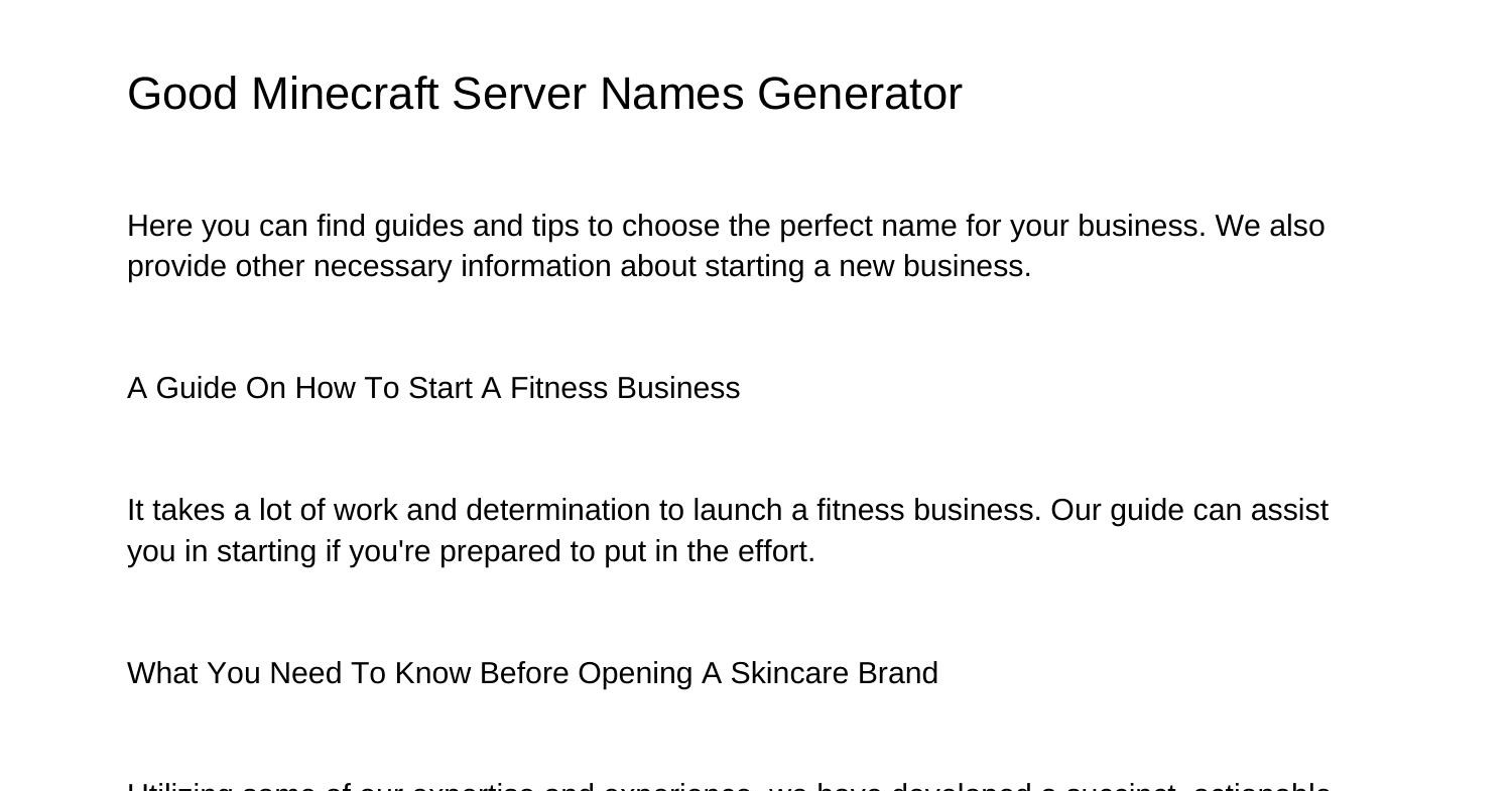 Good Minecraft Server Names Generatorcapuf.pdf.pdf | DocDroid