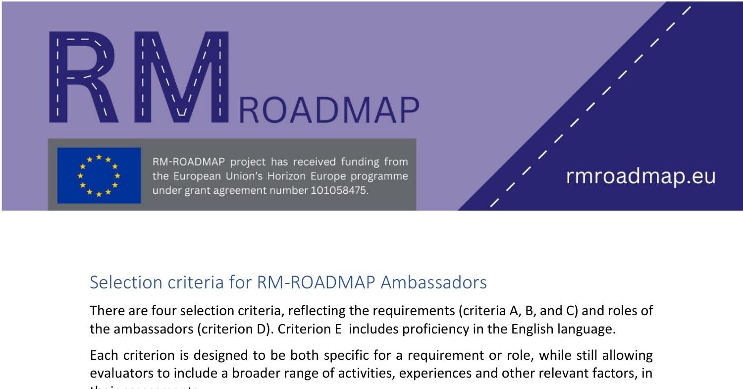 Selection criteria for RM-ROADMAP Ambassadors - Website (1).pdf | DocDroid