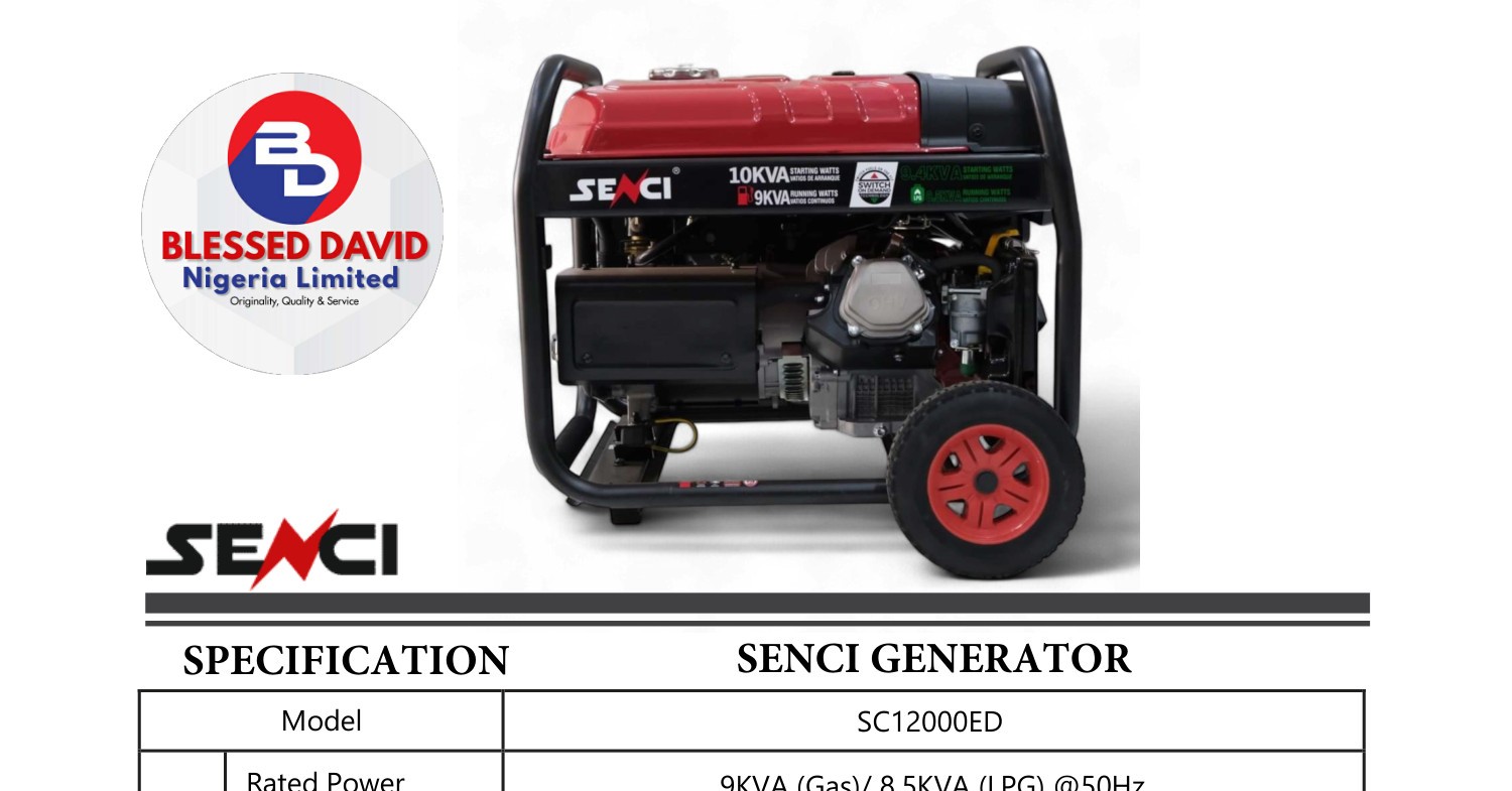 Senci SC12000ED 9kva Dual Fuel Generator.pdf | DocDroid