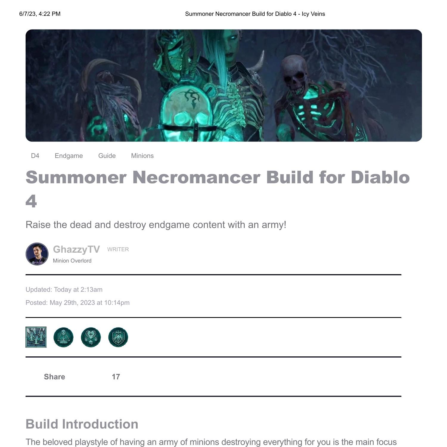 Summoner Necromancer Build for Diablo 4 - Icy Veins.pdf | DocDroid