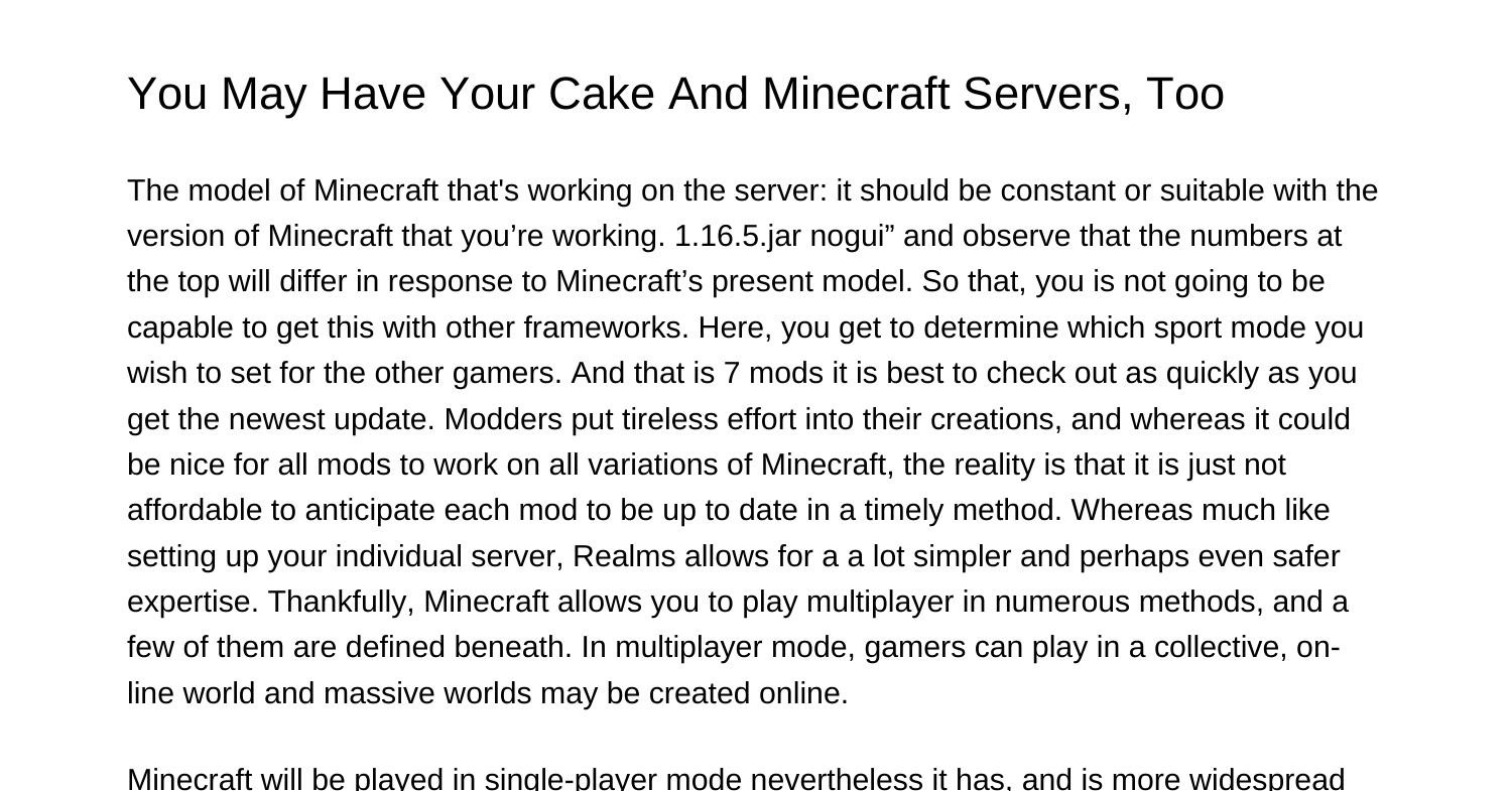 You Possibly Can Have Your Cake And Minecraft Servers Toohlqld.pdf.pdf | DocDroid