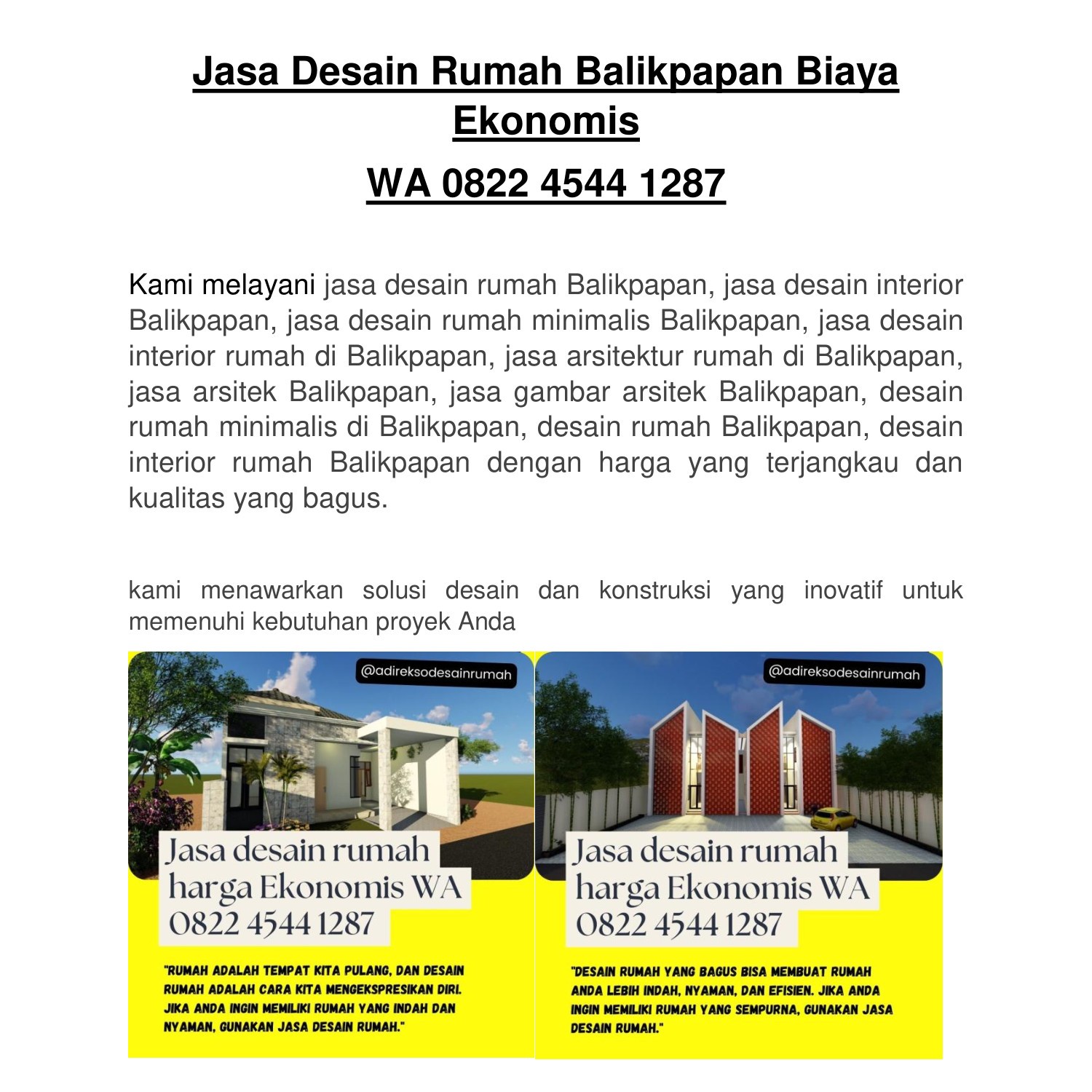Jasa Desain Rumah Balikpapan Biaya Ekonomis Pdf Docdroid