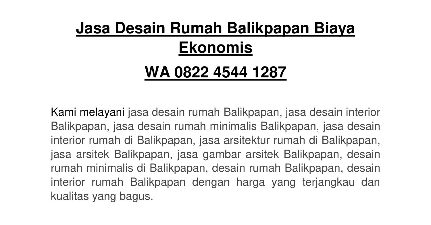 Jasa Desain Rumah Balikpapan Biaya Ekonomis Pdf Docdroid