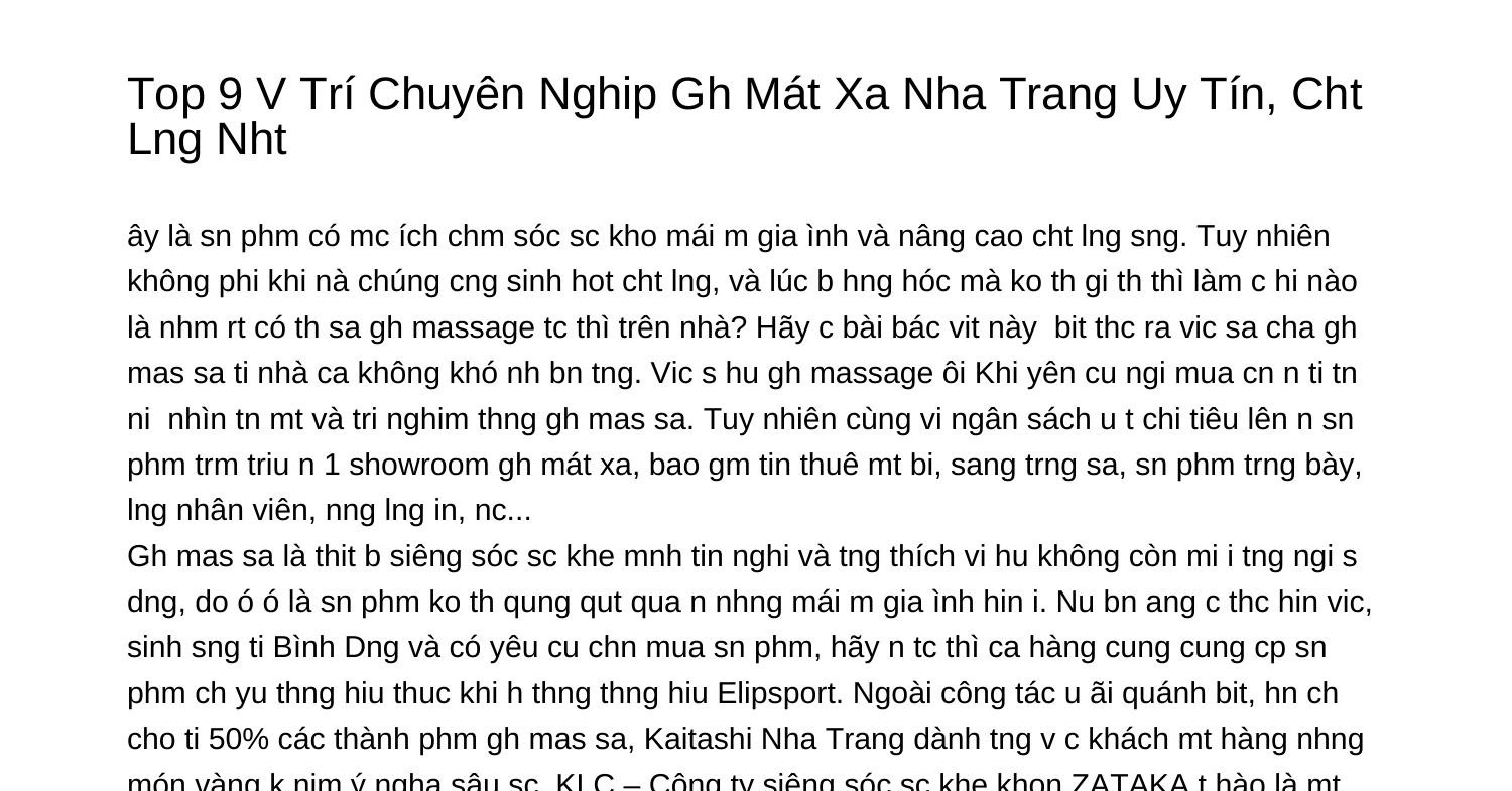 Top 9 địa Chỉ Chuyên Ghế Massage Nha Trang Uy Tín Hóa Học Lượng Nhấtyhuoc.pdf.pdf | DocDroid