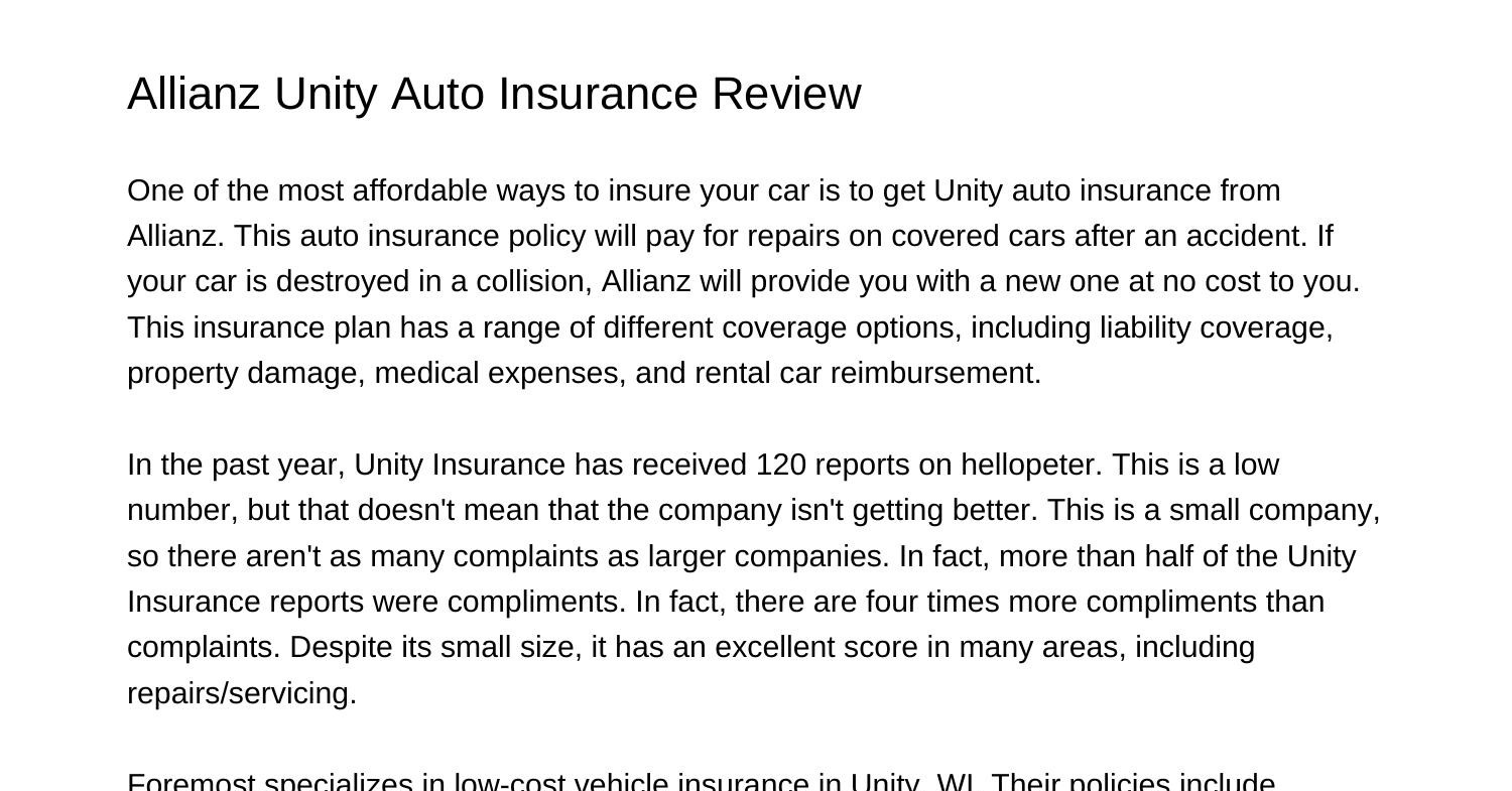 Allianz Unity Auto Insurance Reviewtcobx.pdf.pdf | DocDroid