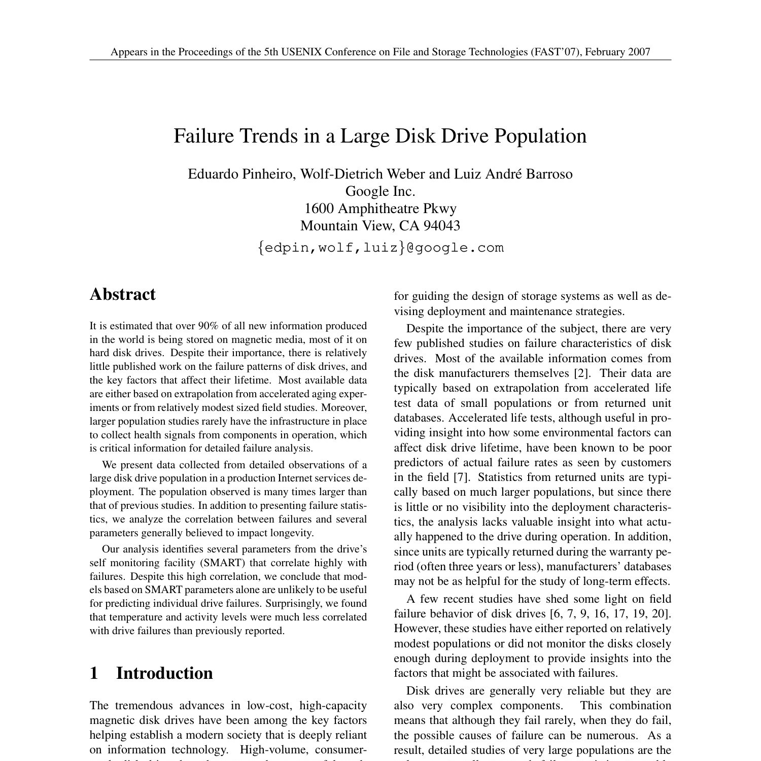 Failure Trends in a Large Disk Drive Population - Google (2007) (163l4).pdf | DocDroid