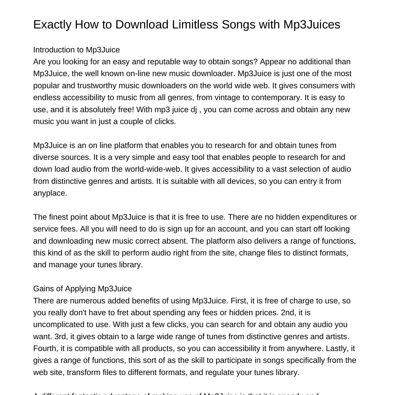 Specifically To Obtain Endless Audio With Mp3 Juiceaobgi Pdf Pdf Docdroid