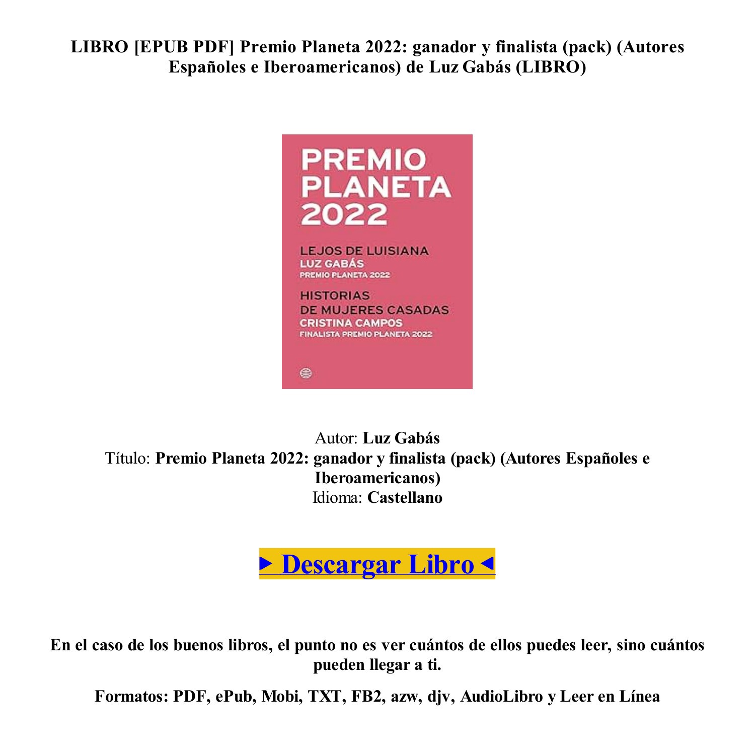 (Gratis) (PDF EPUB) Premio Planeta 2022 ganador y finalista (pack) (Autores Españoles e ...