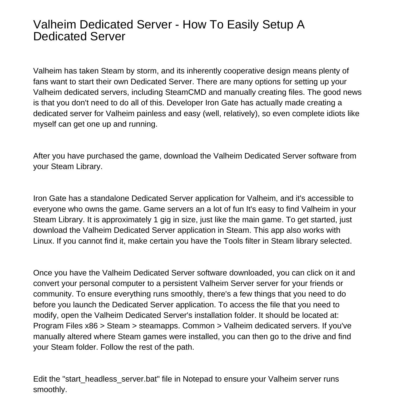 Valheim Dedicated Server How To Easily Setup A Dedicated Serverqjvyk.pdf.pdf | DocDroid