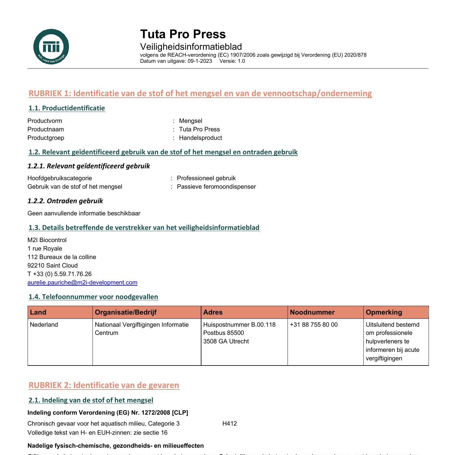 Fds M2i Bio Nl Tuta Pro Press 09012023 V1 0 Pdf Docdroid