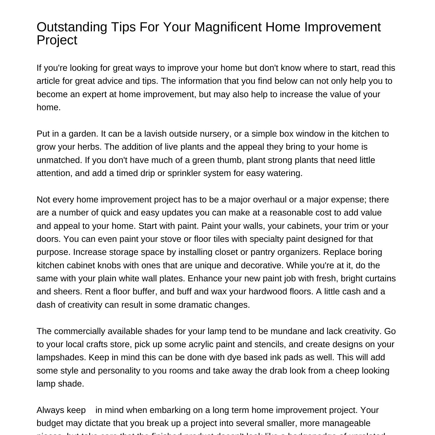 Outstanding Tips For Your Magnificent Home Improvement Projectvsvso.pdf.pdf | DocDroid