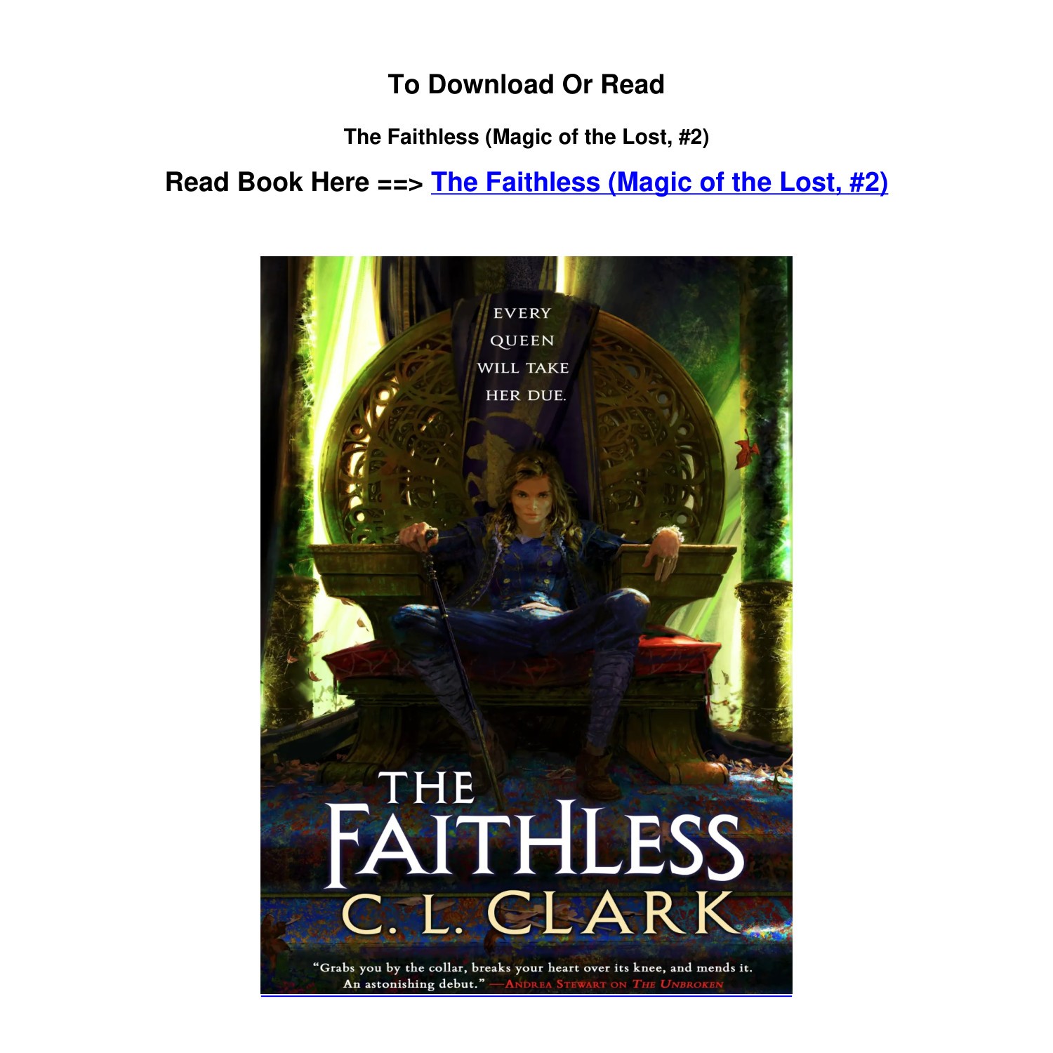 PDF download The Faithless Magic of the Lost 2 By C L Clark.pdf | DocDroid