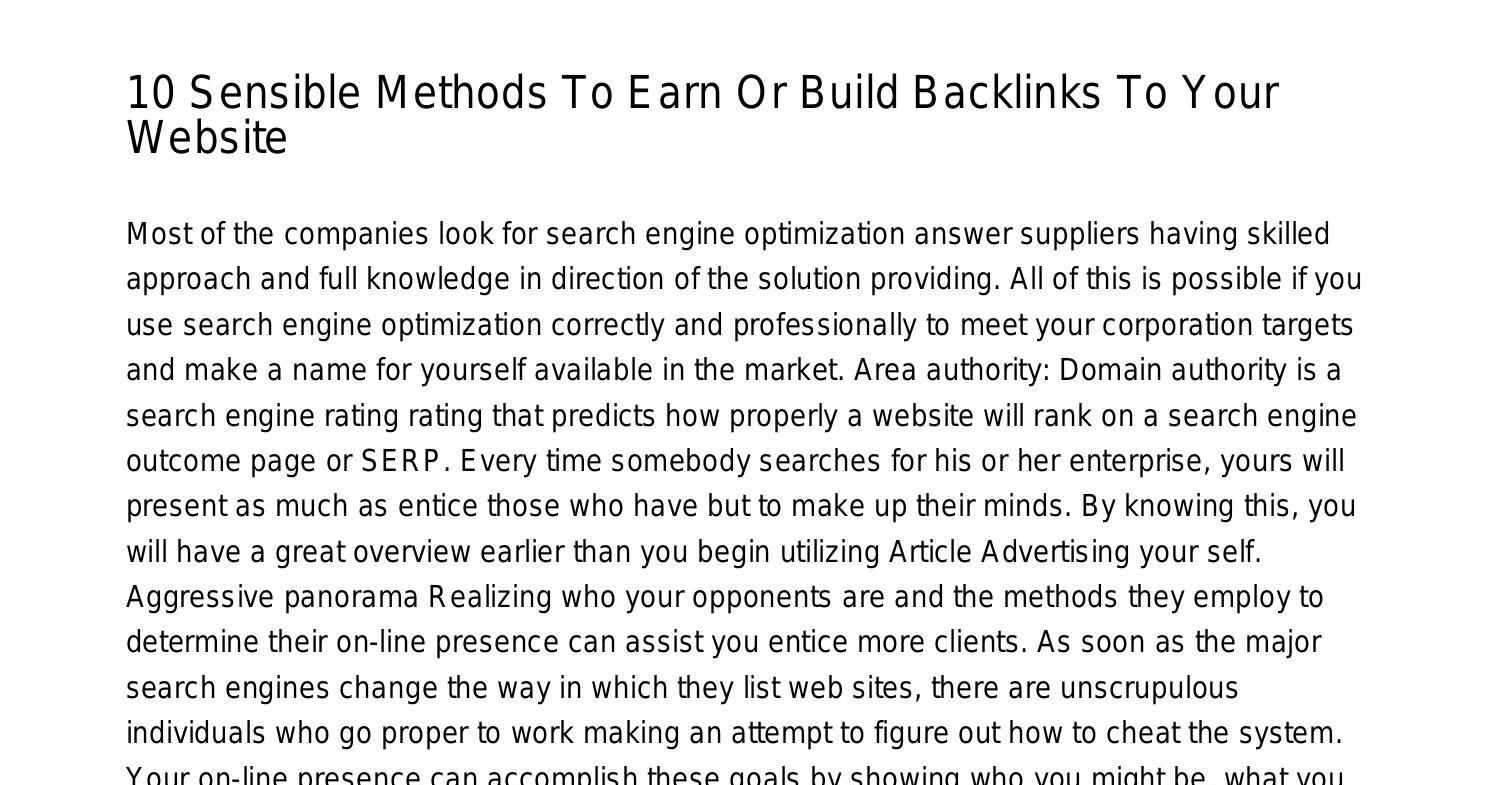 10 Sensible Methods To Earn Or Build Backlinks To Your Web Siteldwgx.pdf.pdf | DocDroid