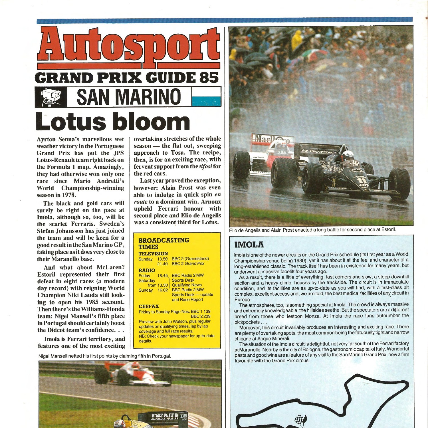 Autosport Grand Prix TV Guide 1985. San Marino.pdf | DocDroid