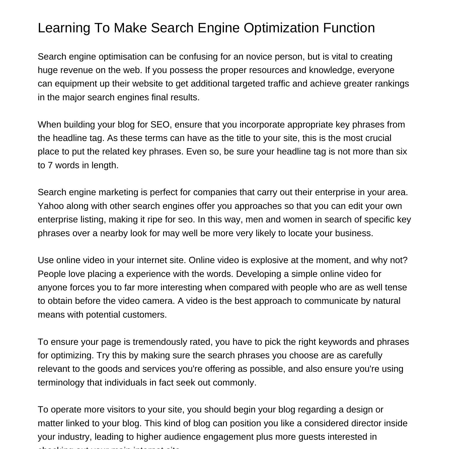 Steps To Make Search Engine Optimization Workimjmn.pdf.pdf | DocDroid