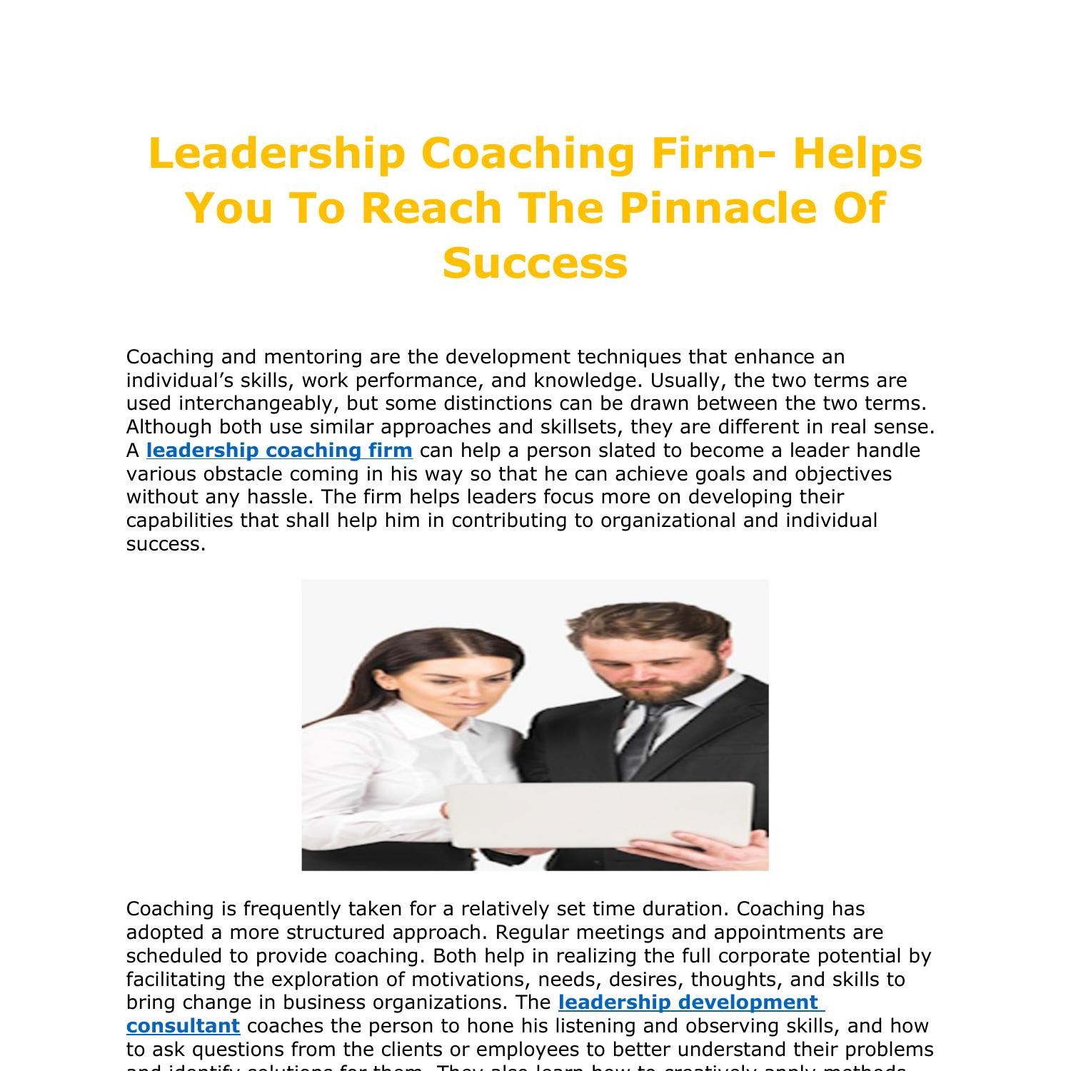 Leadership Coaching Firm- Helps you to Reach the Pinnacle of Success ...