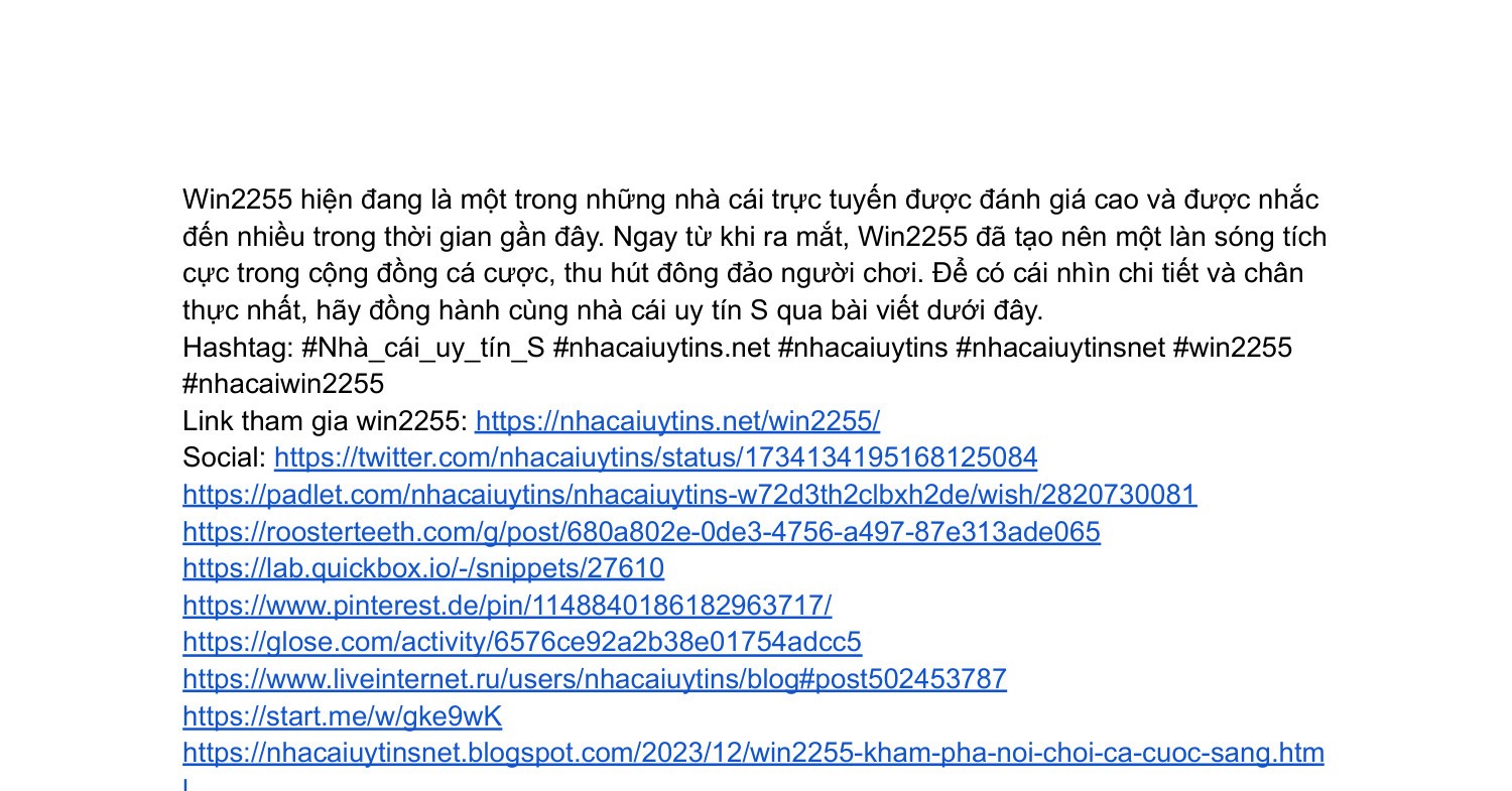 Win2255 – Khám Phá Nơi Chơi Cá Cược Sang Trọng và Lôi Cuốn.pdf | DocDroid