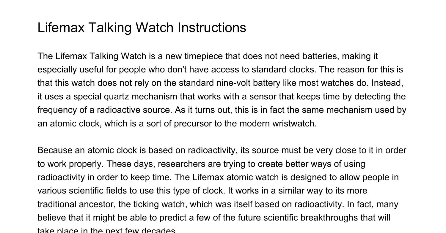 Lifemax Talking Watch Instructionshwplx.pdf.pdf | DocDroid