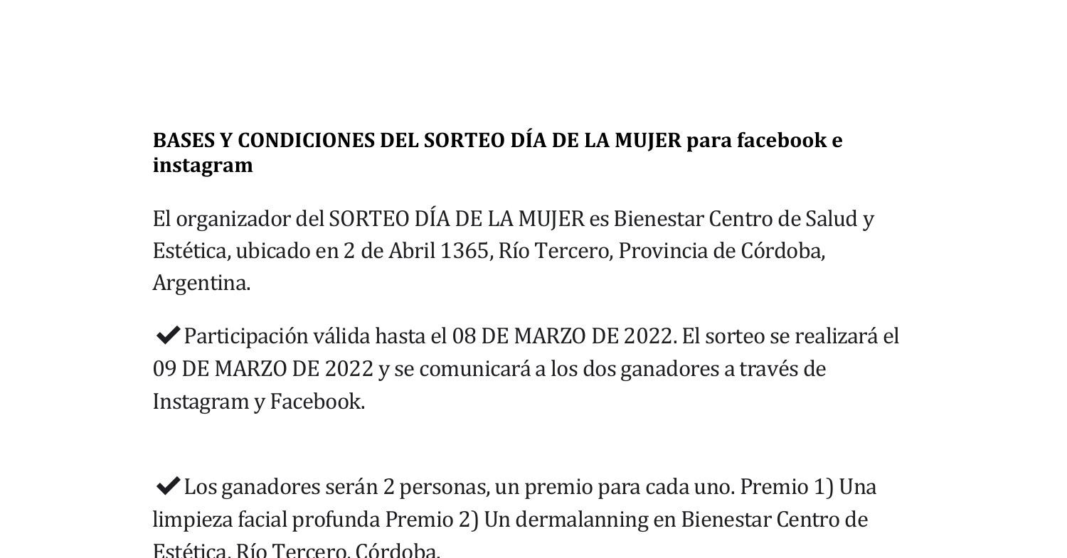 BASES Y CONDICIONES DEL SORTEO bienestar.docx | DocDroid