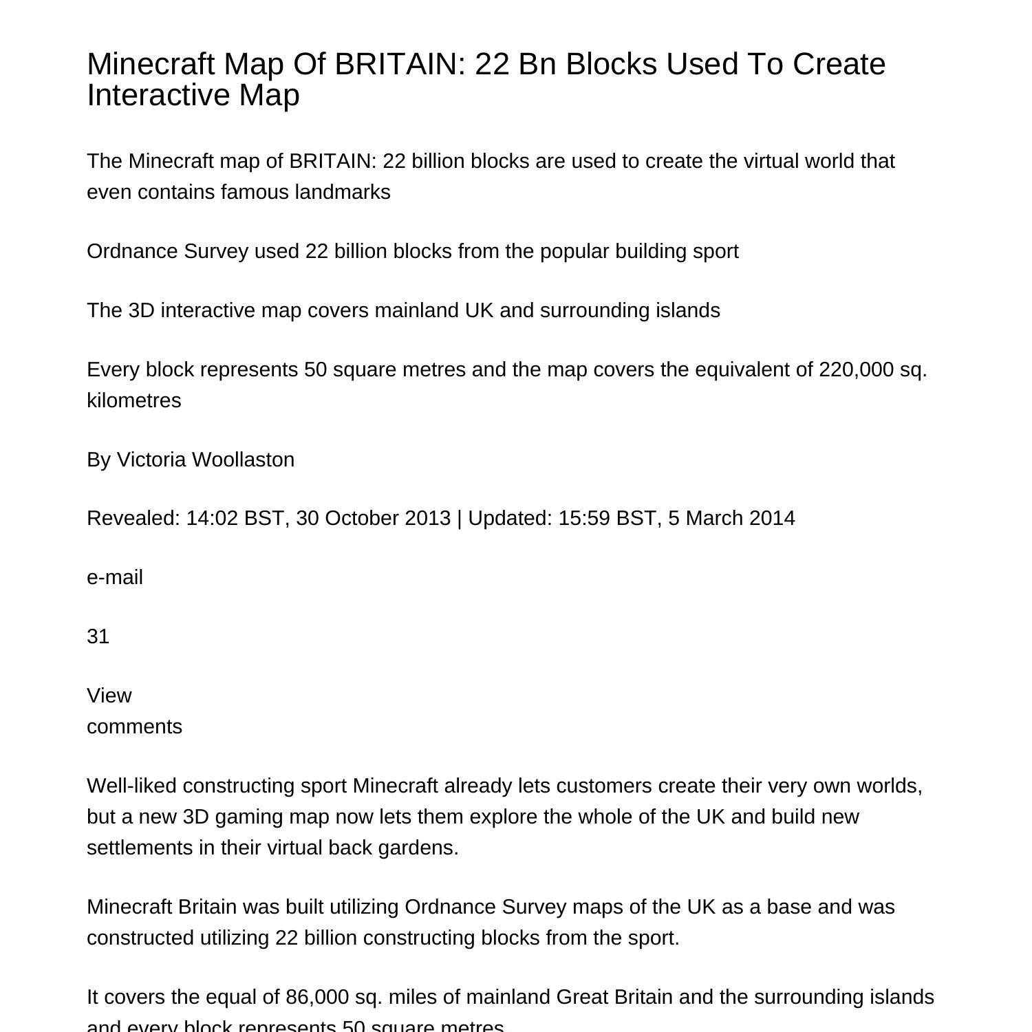 Minecraft Map Of BRITAIN 22 Bn Blocks Used To Create Interactive ...